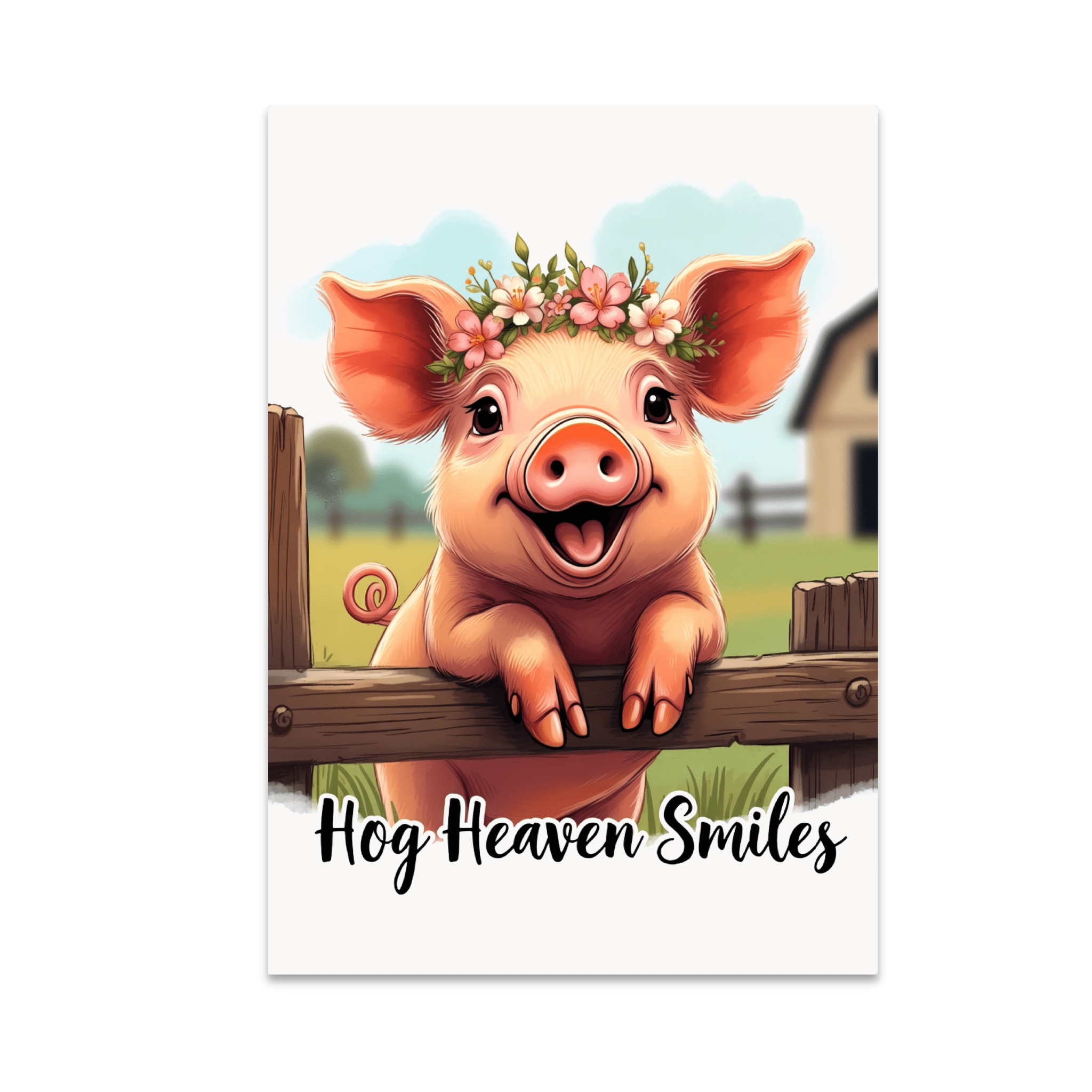 Hog Heaven Smiles Pig Art - Farmhouse Decor Enthusiast - 13x19 Poster ...