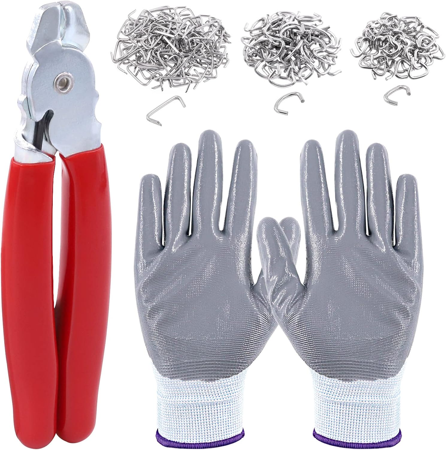 Hog Ring Pliers Set with 240pcs Galvanized Hog Rings 3/8", 3/4", 1/2 ...