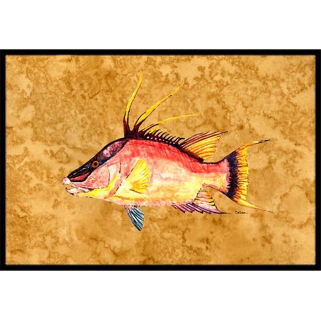 Hog Snapper On Gold Indoor & Outdoor Mat, 18 x 27 in. - Walmart.com