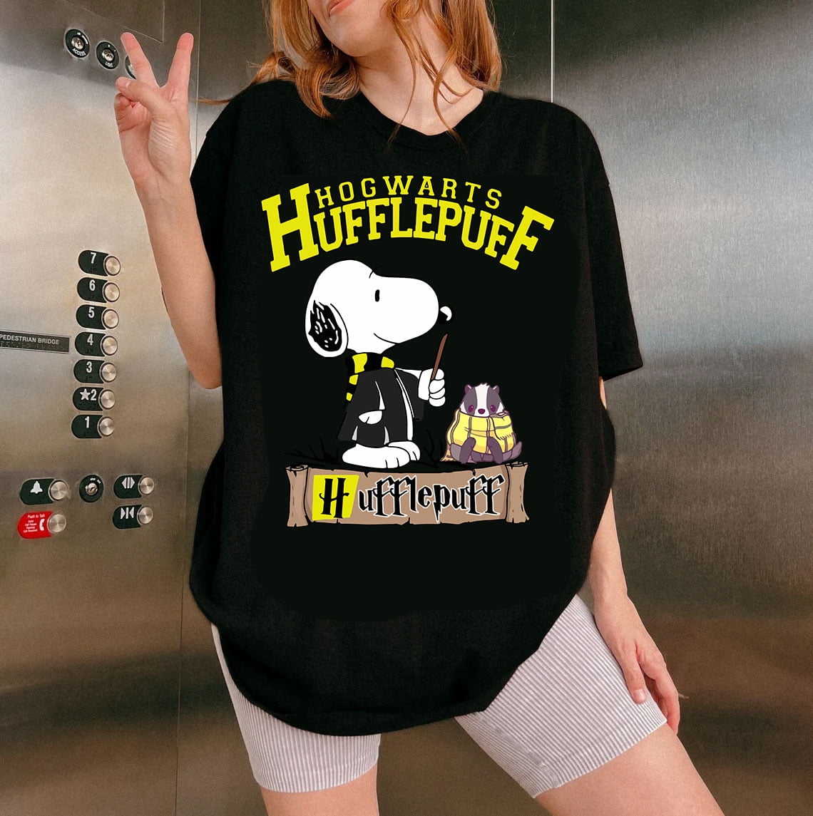 Hog.Warts Hufflepuff Shirt, 4 House Snoopy Harry Pot.Ter Shirt, Size S ...