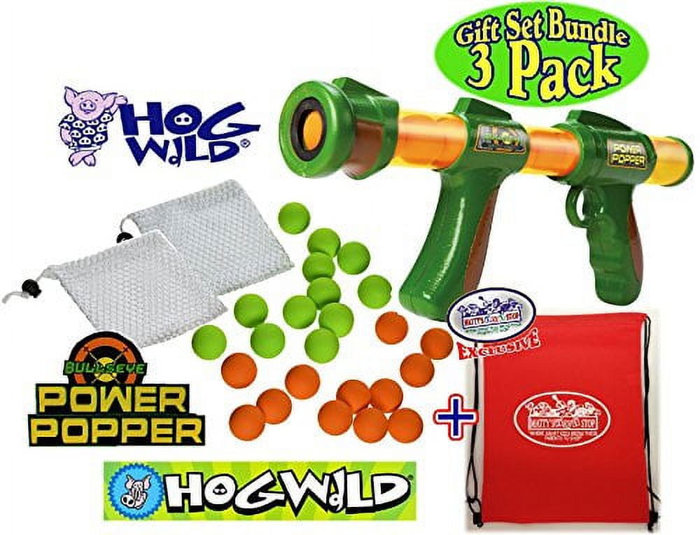 Hog Wild Bullseye Power Popper Pump Action Blaster, with Green & Orange Soft Foam Replacement ...