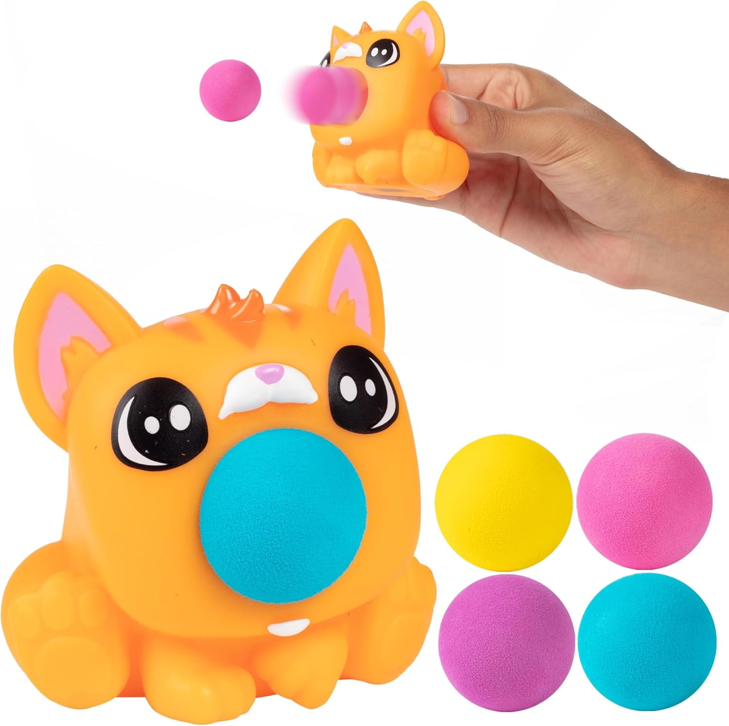 Hog Wild Pee Wee Kitty Ball Popper Toy - Includes 4 Soft Foam Balls ...
