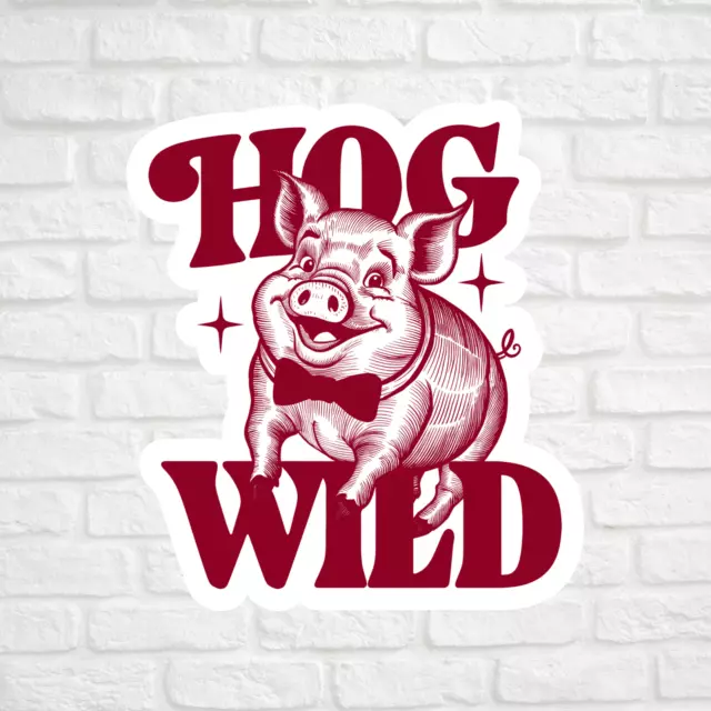 Hog Wild Pig Sticker Laptop Window Scrapbook Grilling Bbq Sticker Phone ...