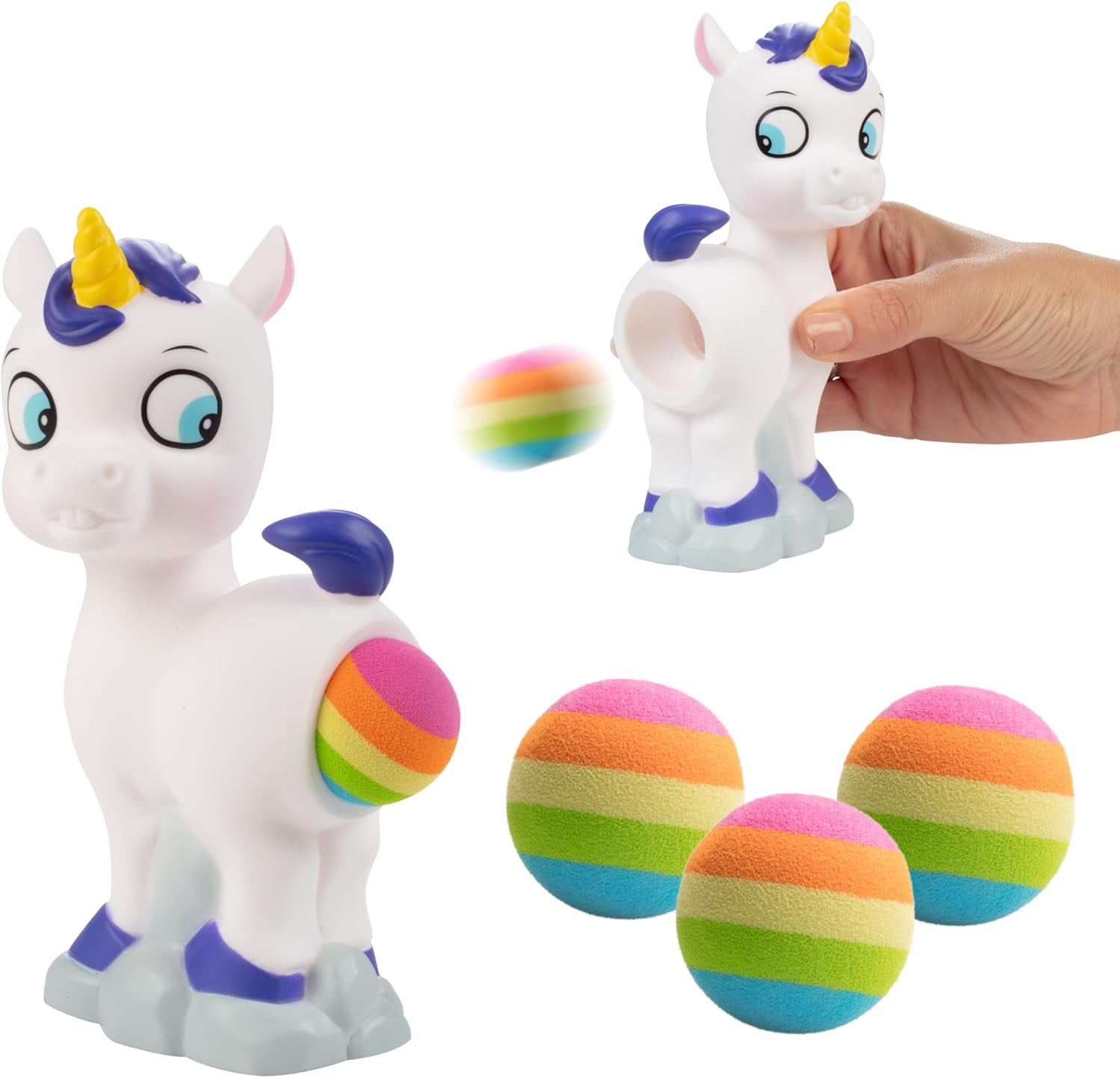 Hog Wild Novelty Toy: Squeeze Shooting Unicorn Popper with Foam Balls ...
