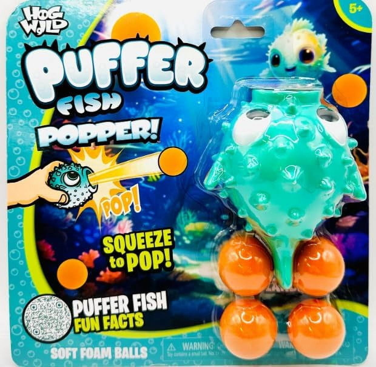 Hog Wild Puffer Fish Ball Popper Toy - Includes 4 Soft Foam Balls ...