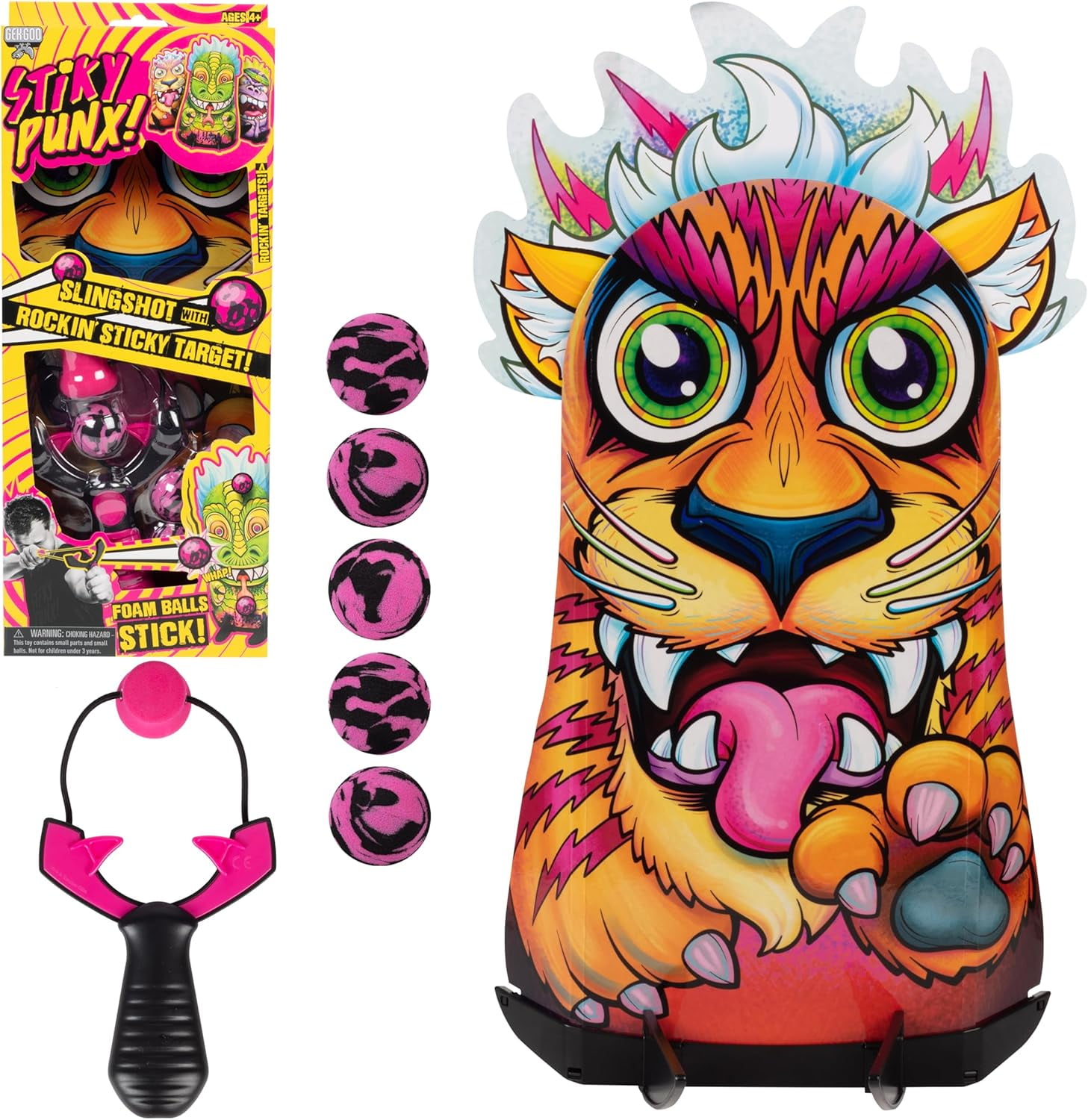 Hog Wild Stiky Punx Slingshot w/Target - Tiger - Portable Swiveling ...