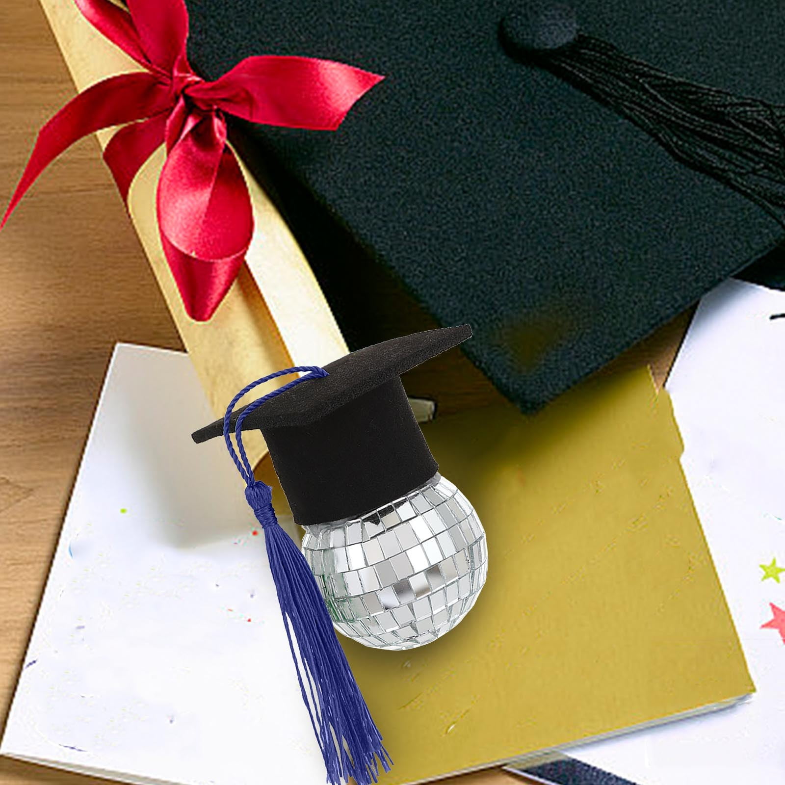 Hogarize Large Mirror Graduation Hat Tassel Disco Ball Decoration ...