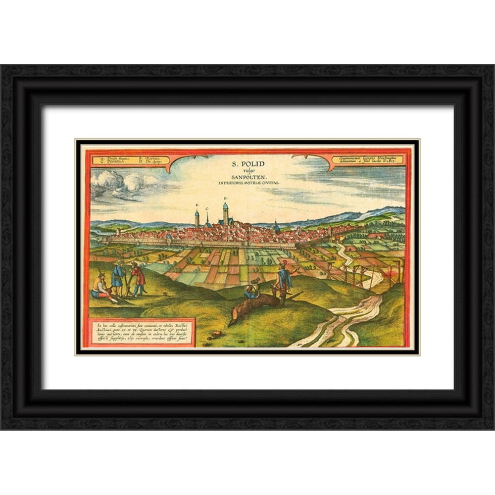 Hogenberg, Braun 32x21 Black Ornate Wood Framed with Double Matting ...