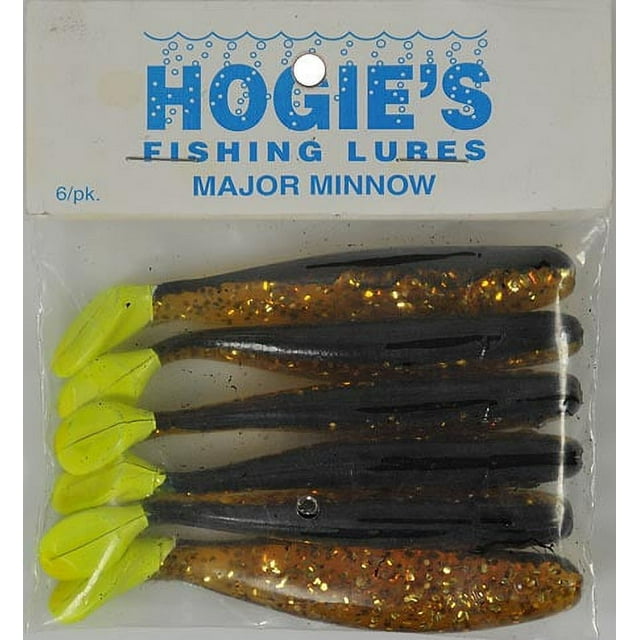 Hogie Lures 4" Major Minnow Soft Bait,, Roach & Chartreuse, 6 Count ...
