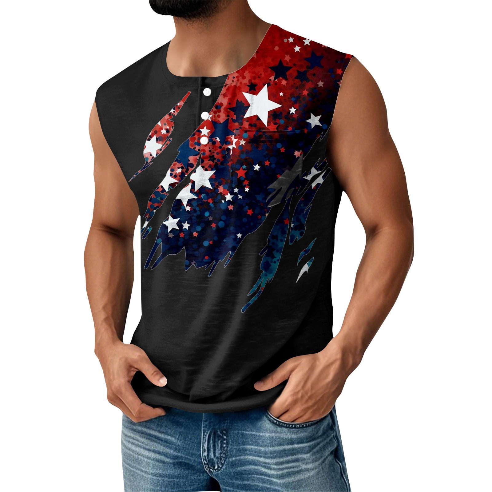 Hogleaql 4th Of July Tank Tops for Man 2025 Patriotic Swim Tank Top ...