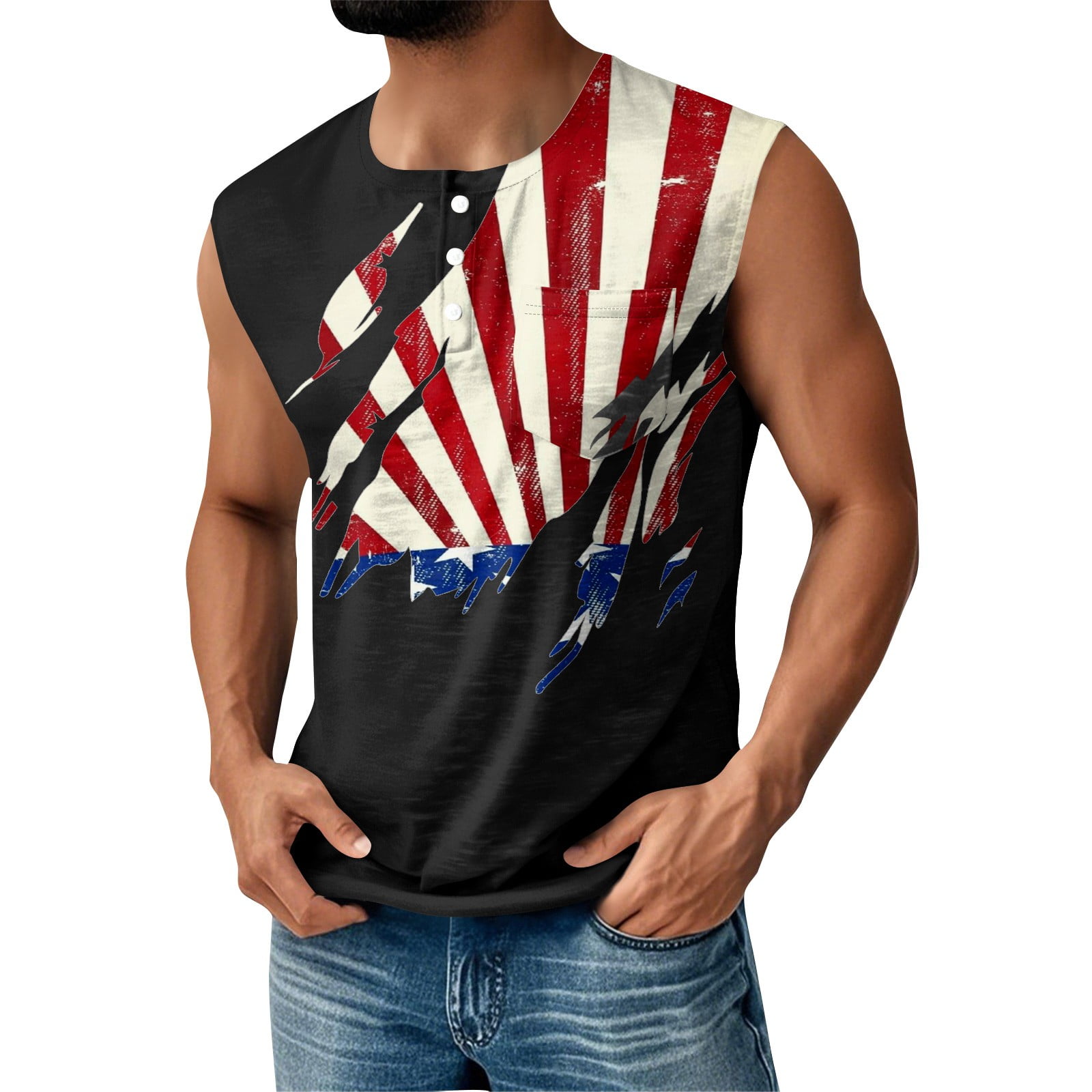 Hogleaql American Flag Tank Tops for Man 2025 Patriotic Muscle Tank ...