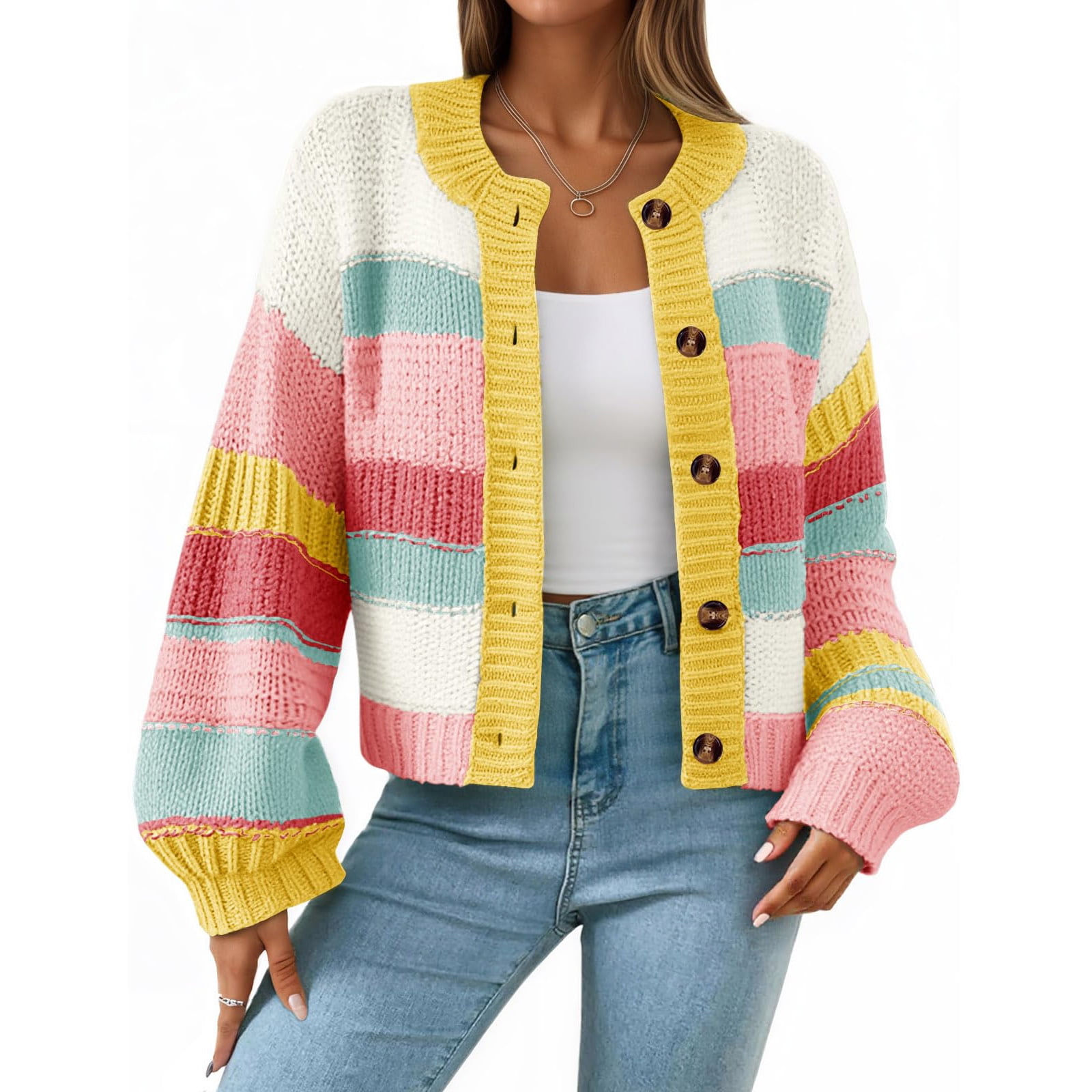 Hogleaql Chunky Cardigan Sweaters for Women 2025 Chunky Button Up Faux ...
