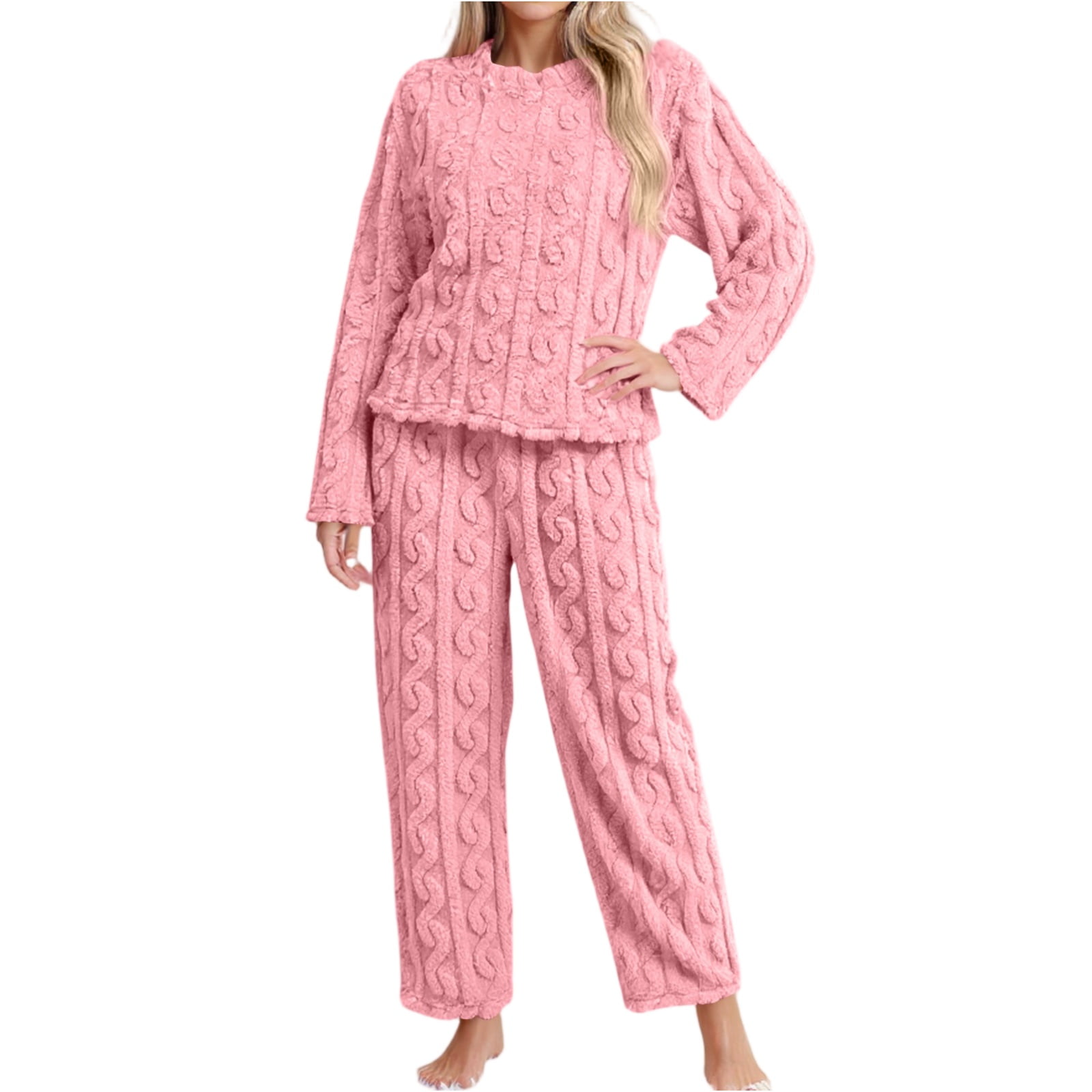 Hogleaql Fleece Lounge Sets for Women Comfy Fluffy Thermal Fleece ...