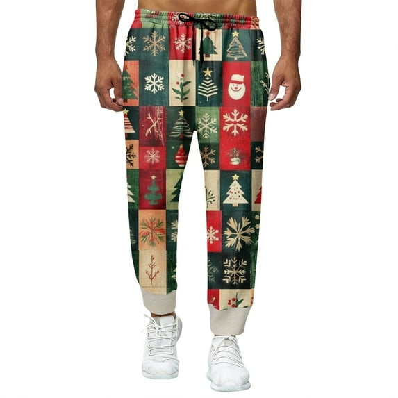 Hogleaql Men's Christmas Pajama Pants Corduroy Lounge Snowflake ...