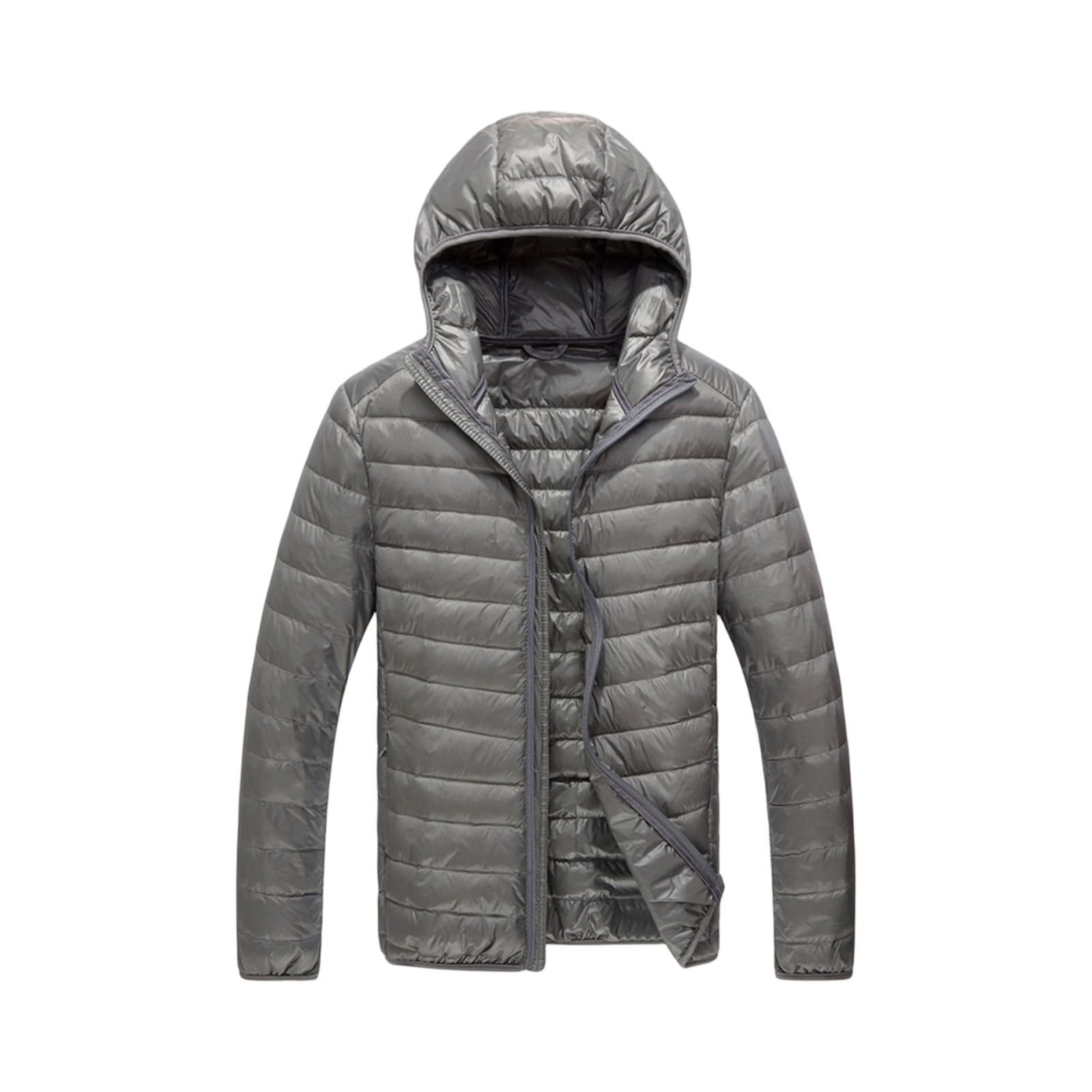Hogleaql Men's Plus Size Thermal Puffer Jacket Coat Zip Down Long ...