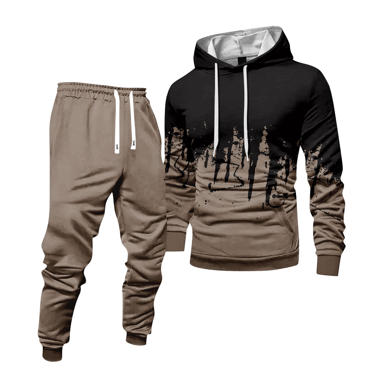 Hogleaql Men's Tracksuits 2 Piece Set Solid Color Sweat Pullover ...