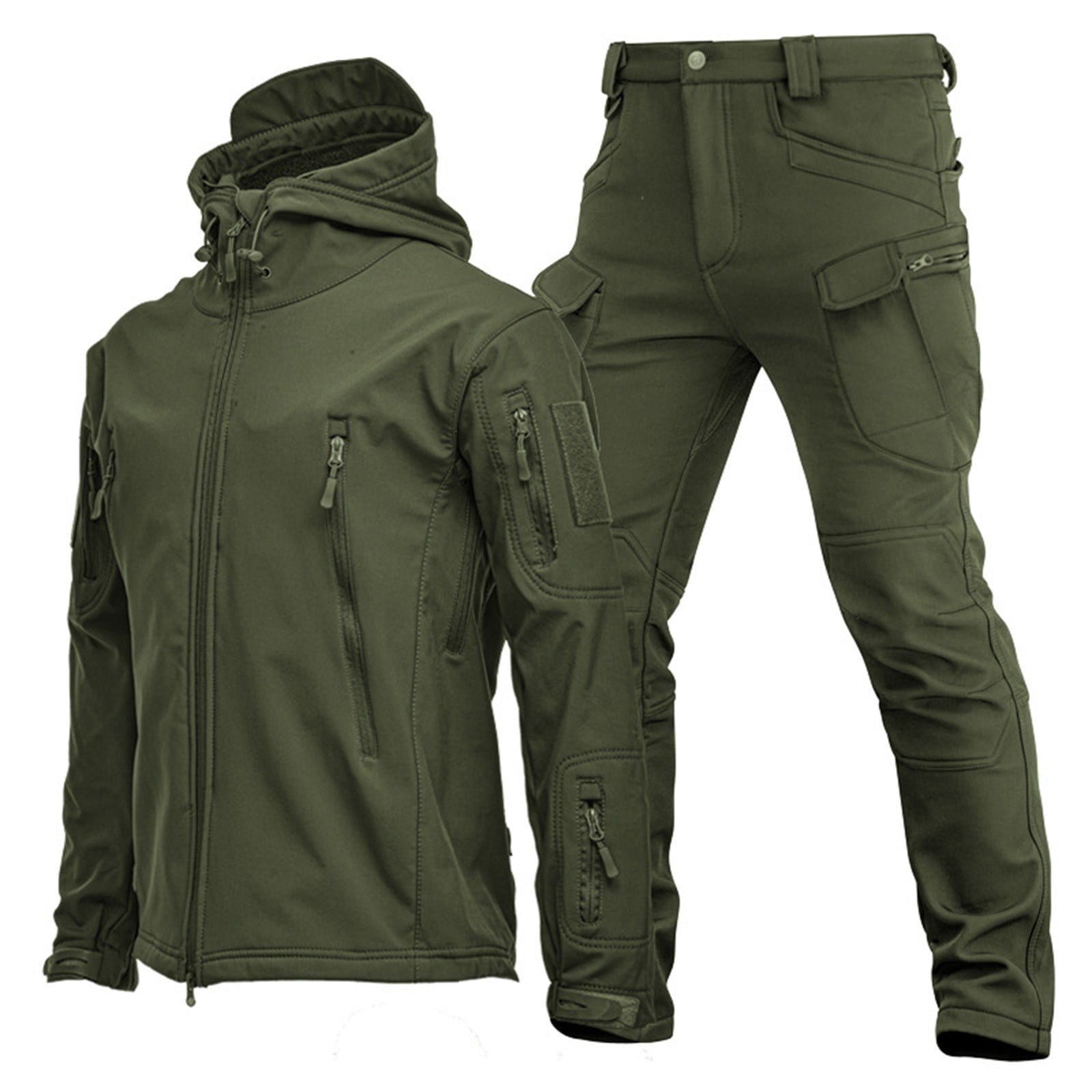 Hogleaql Men's Waterproof Tactical Jacket and Pants Set with Multiple ...
