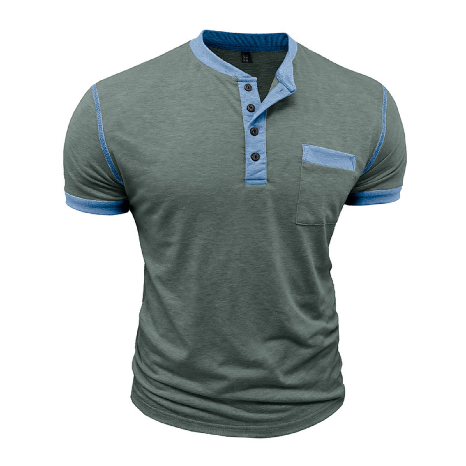 Hogleaql Mens Muscle Big & Tall Henley Shirts Fashion Short Sleeve Gym ...