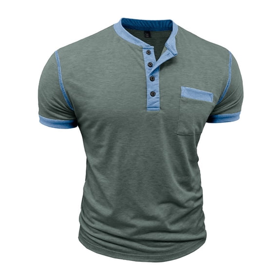 Hogleaql Mens Muscle Big & Tall Henley Shirts Fashion Short Sleeve Gym ...