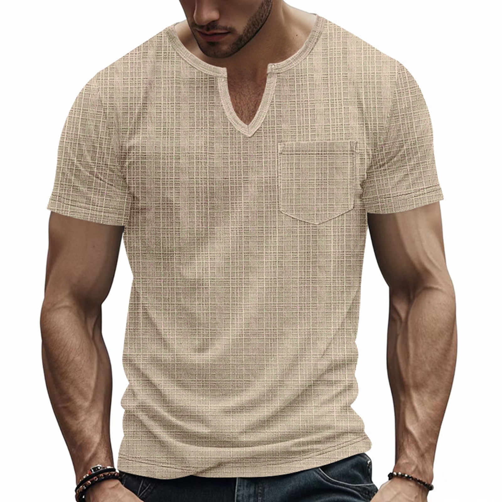 Hogleaql Mens Muscle Short Sleeve V Neck Shirts Trendy Workout Shirt ...