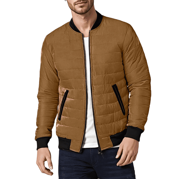 Hogleaql Mens Plus Size Puffer Jacket Zipper Long Sleeve Thermal ...