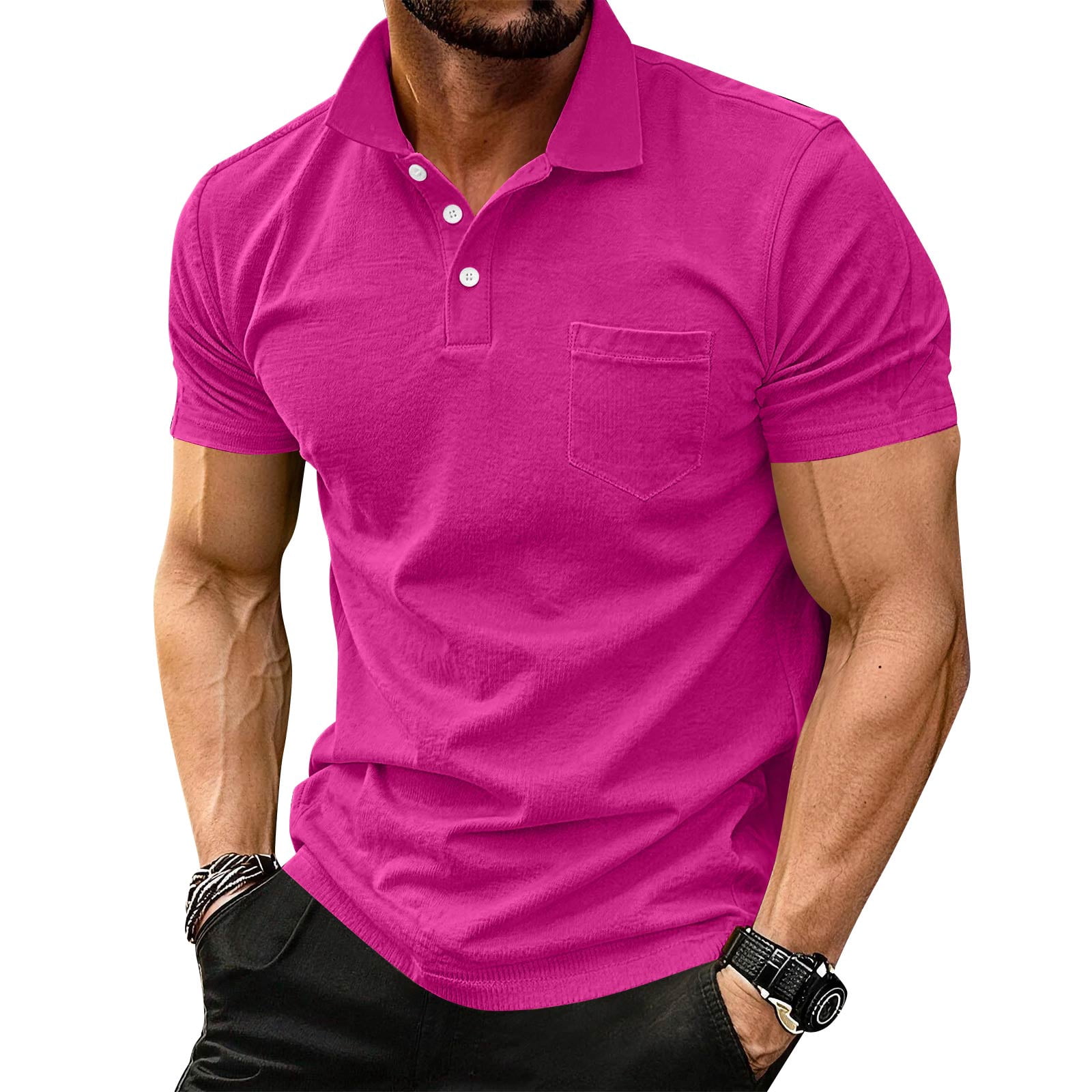 Hogleaql Mens Polo Shirts Cozy Short Sleeve Dressy Collared Lounge ...