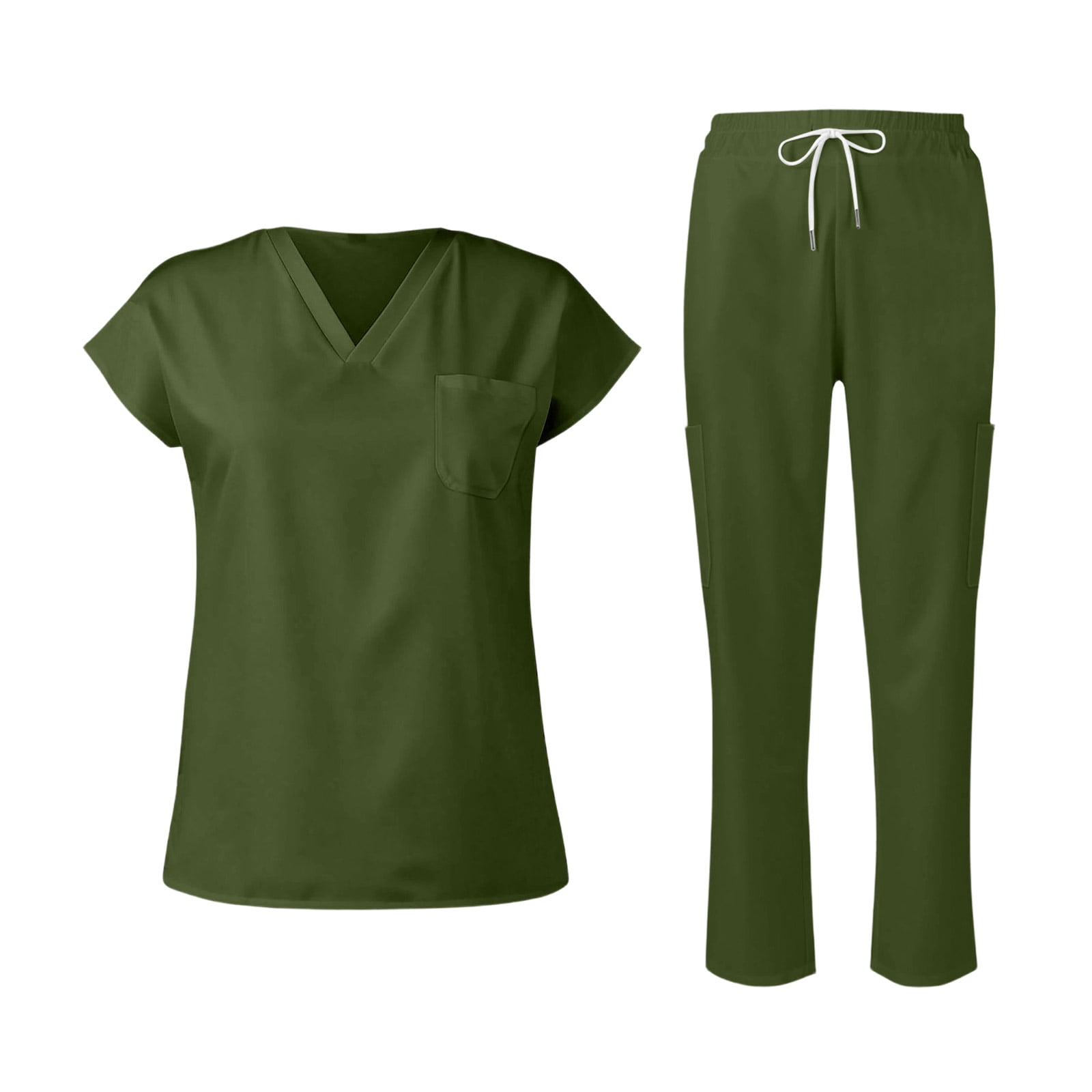 Hogleaql Nursing Uniforms Set for Women V Neck Cap Sleeve Jogger Suit ...