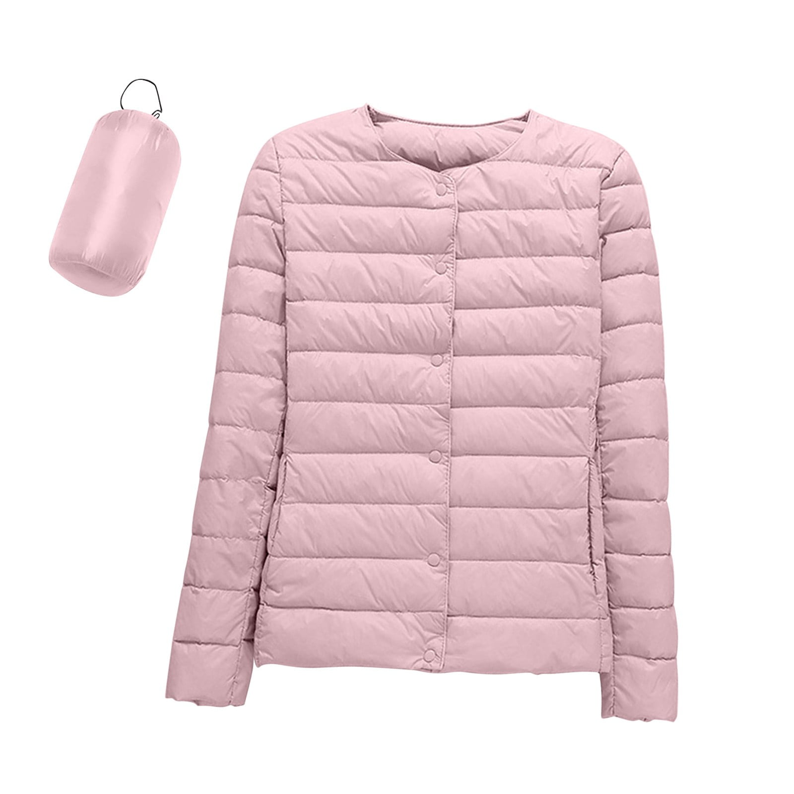 Hogleaql Packable Puffer Jacket Women Soft Long Sleeve Button dowm ...