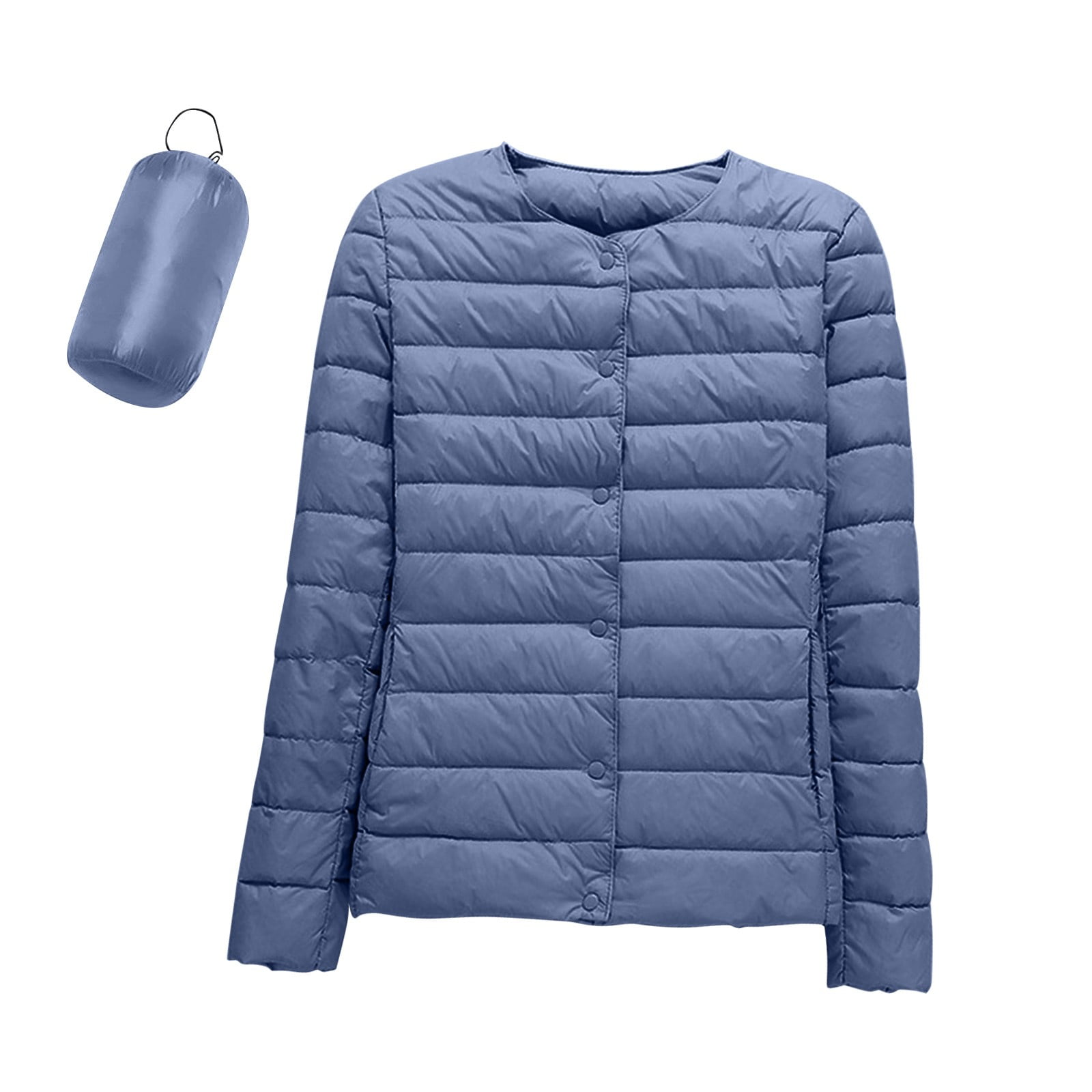 Hogleaql Packable Puffer Jacket Womens Cozy Long Sleeve Button dowm ...