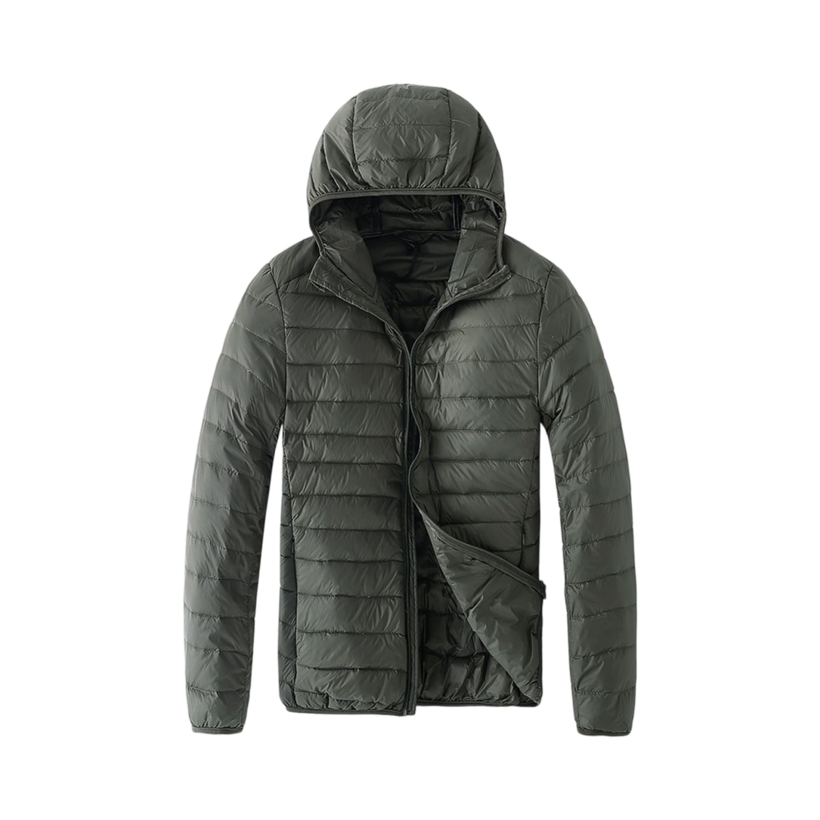 Hogleaql Plus Size Puffer Jacket Mens Full Zip Long Sleeve Thermal ...