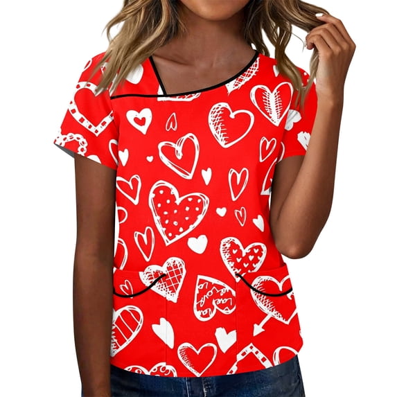 Hogleaql Soft Stretch Square Neck Medical Scrub Tops for Women Short ...