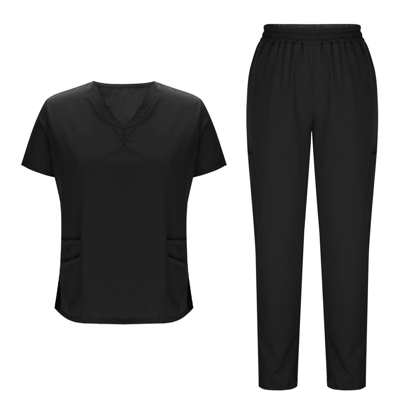 Hogleaql Uniforms Scrubs Set for Women V-Neck Short Sleeve Jogger Suit ...