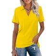 Hogleaql Womens Blouses Spring Tops Summer V-Neck Short Sleeve Collared ...