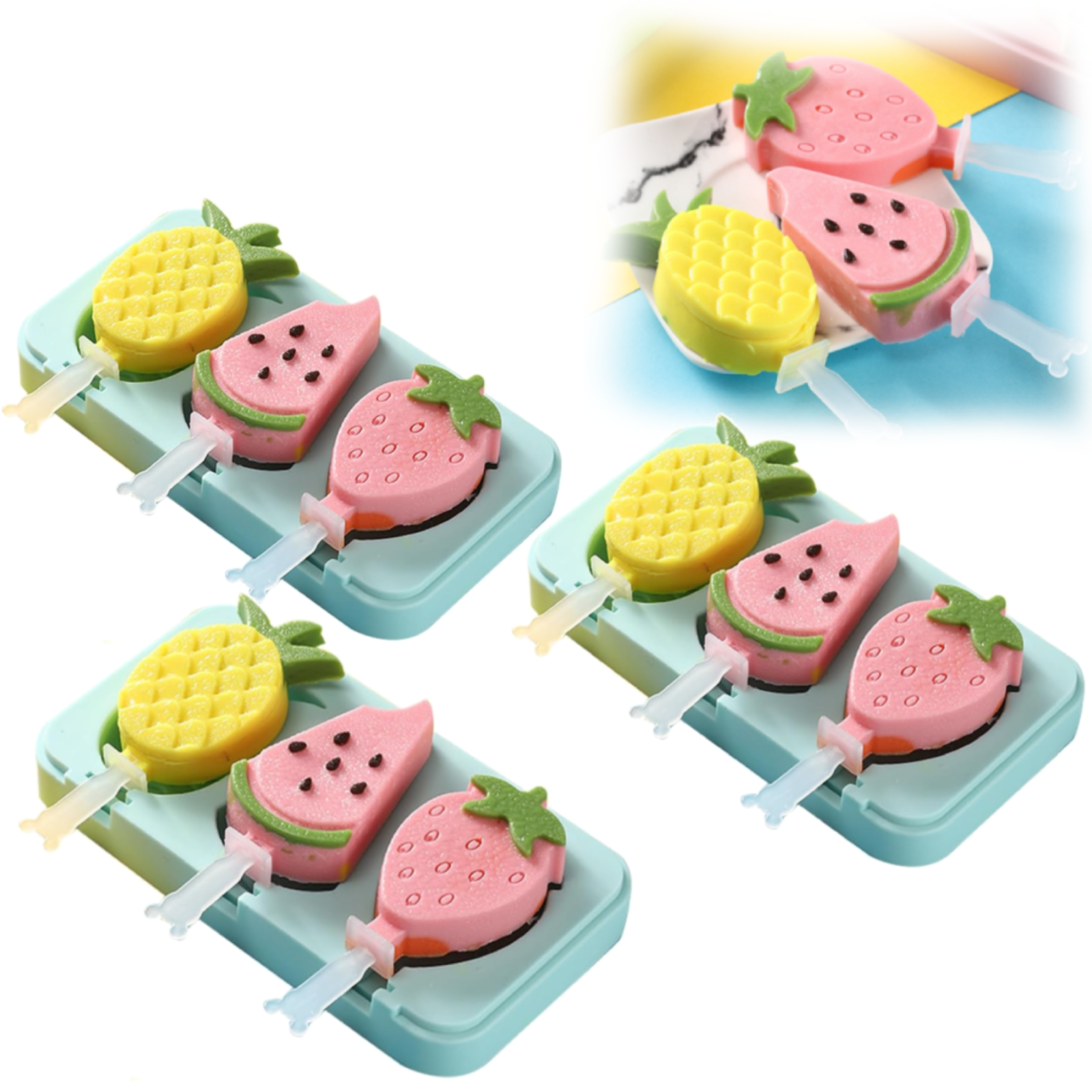 Hogloyecr 4 Cavity Popsicle Molds,Popsicle Single-use Sticks, 8 ...