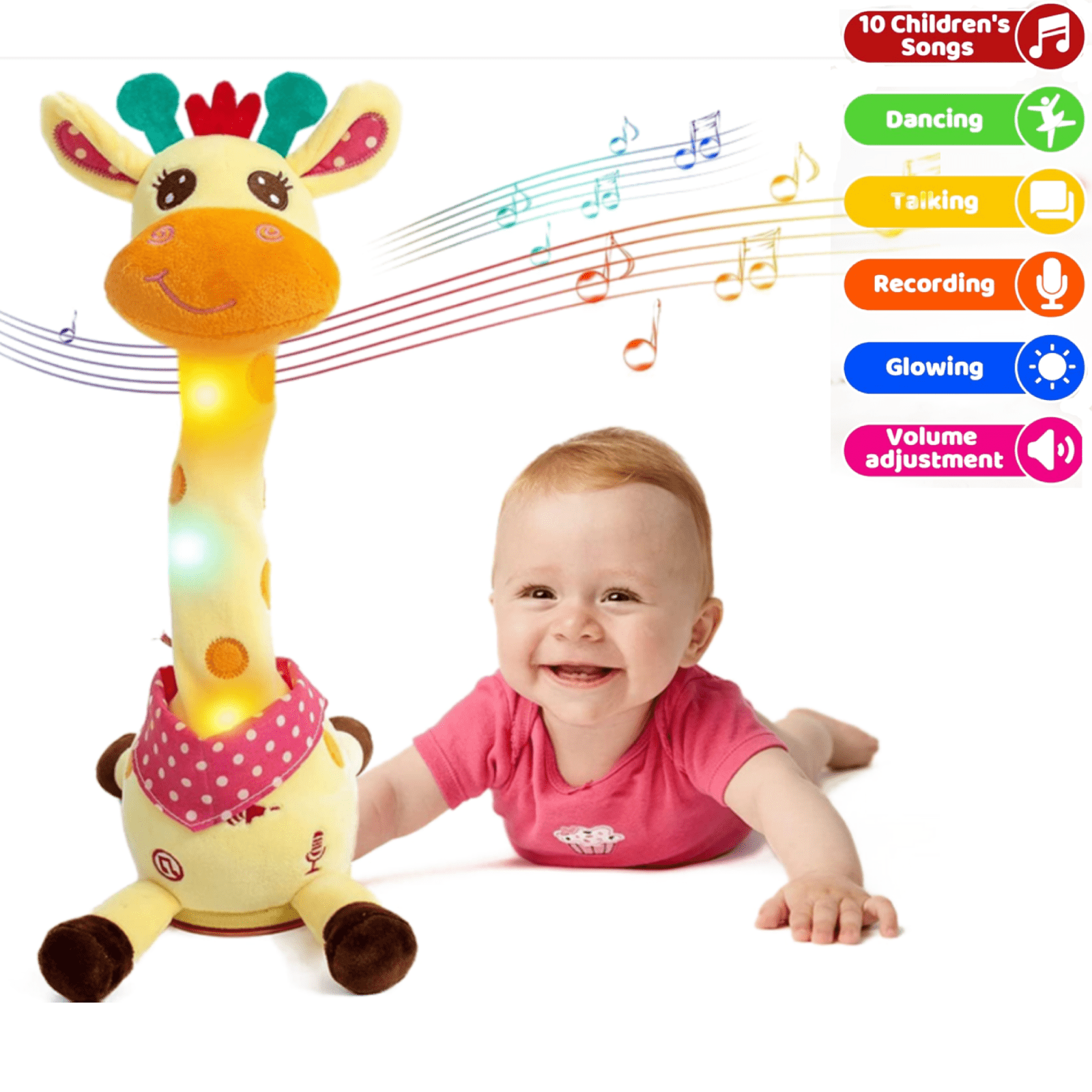 Hogloyecr Dancing Talking Toy for Bed Hug| Repeat What You Say Giraffe ...