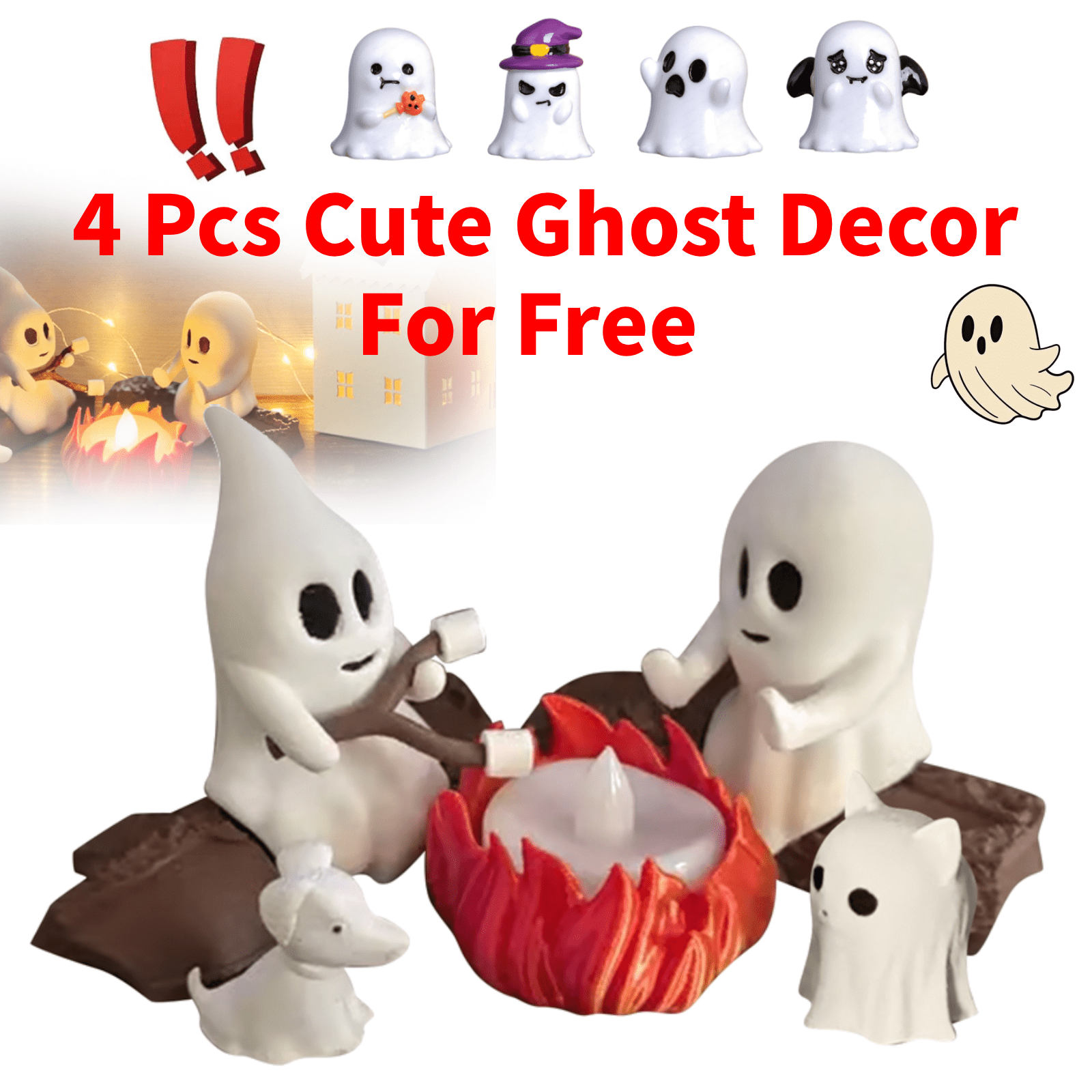 Hogloyecr Ghost Campfire Flickering Night Light| Electric Faux Campfire ...