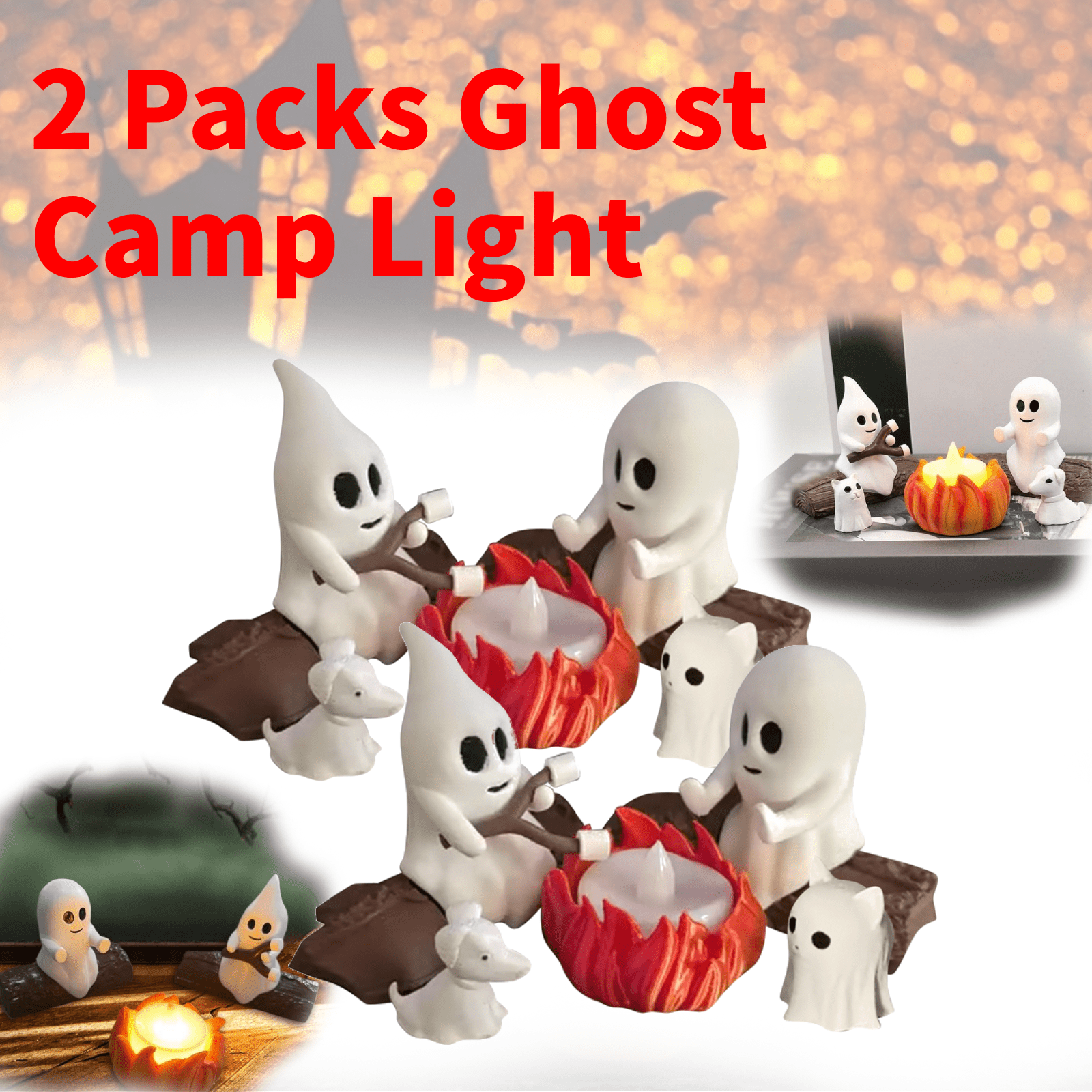 Hogloyecr Ghost Campfire Night Light| 3d Spooky Fire Marshmallow| Ghost ...