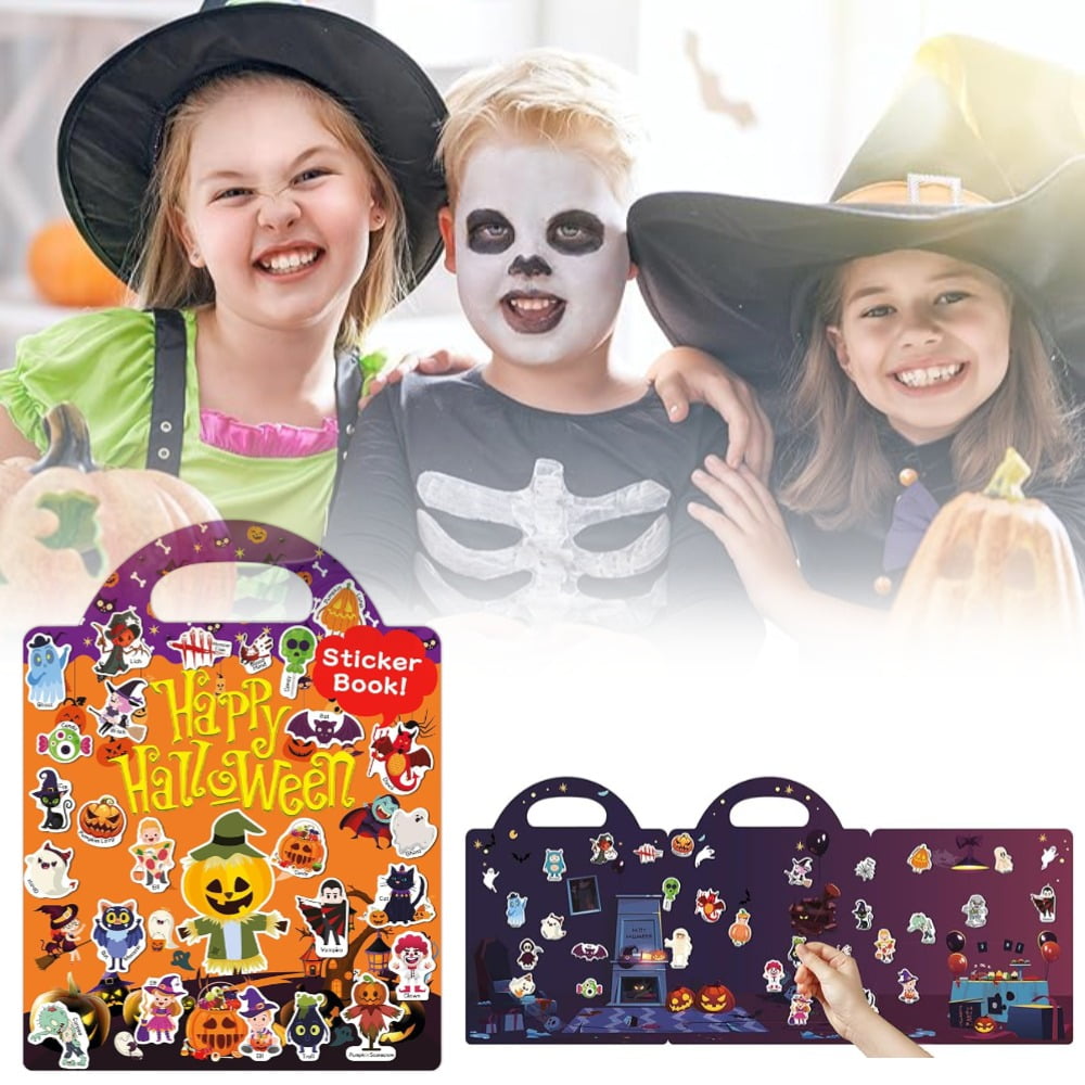Hogloyuc Halloween Reusable Sticker Books for Kids 2-4, Fun Sticker ...