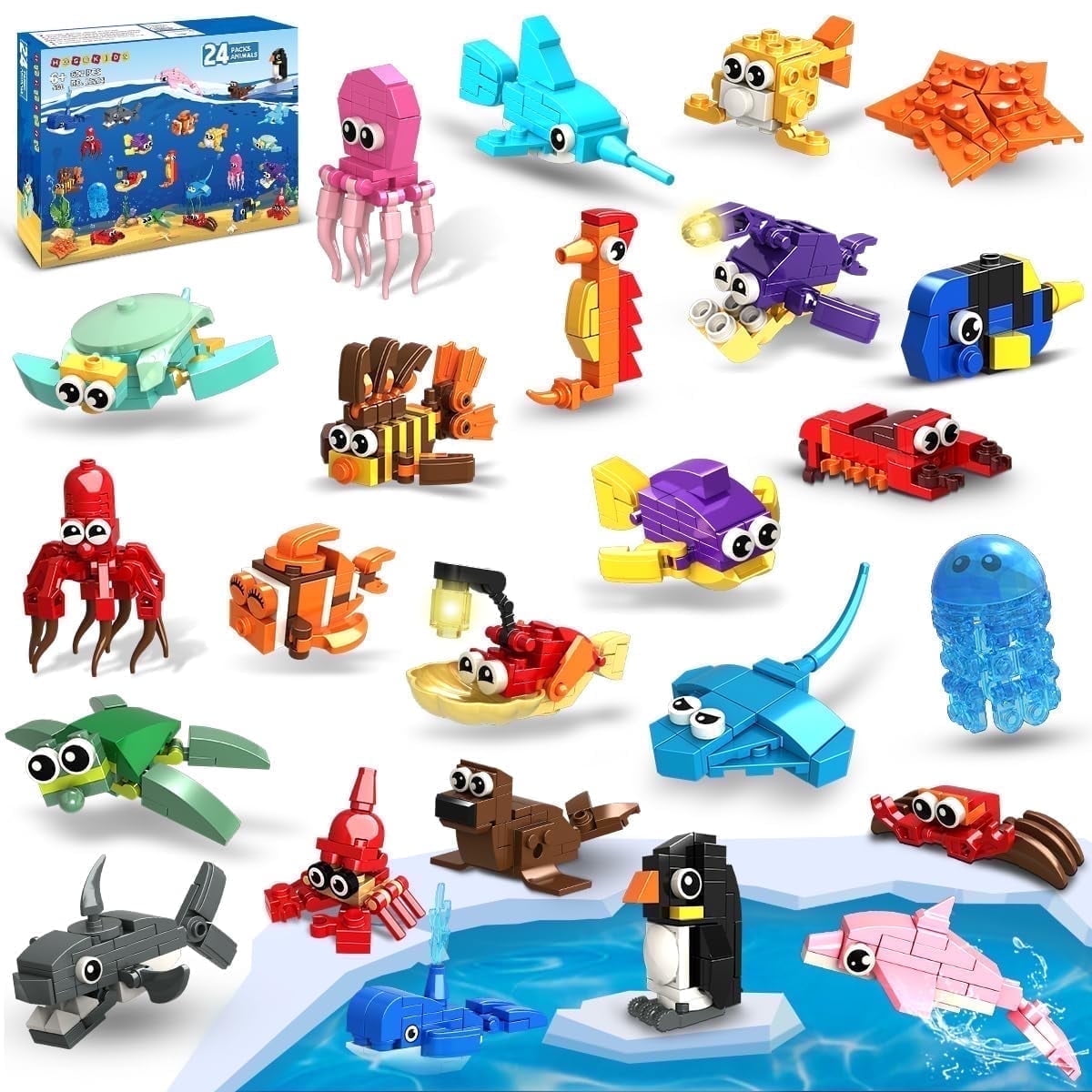 HogoKids 24 Pack Party Favors Building Set, 629pcs Marine Animals ...