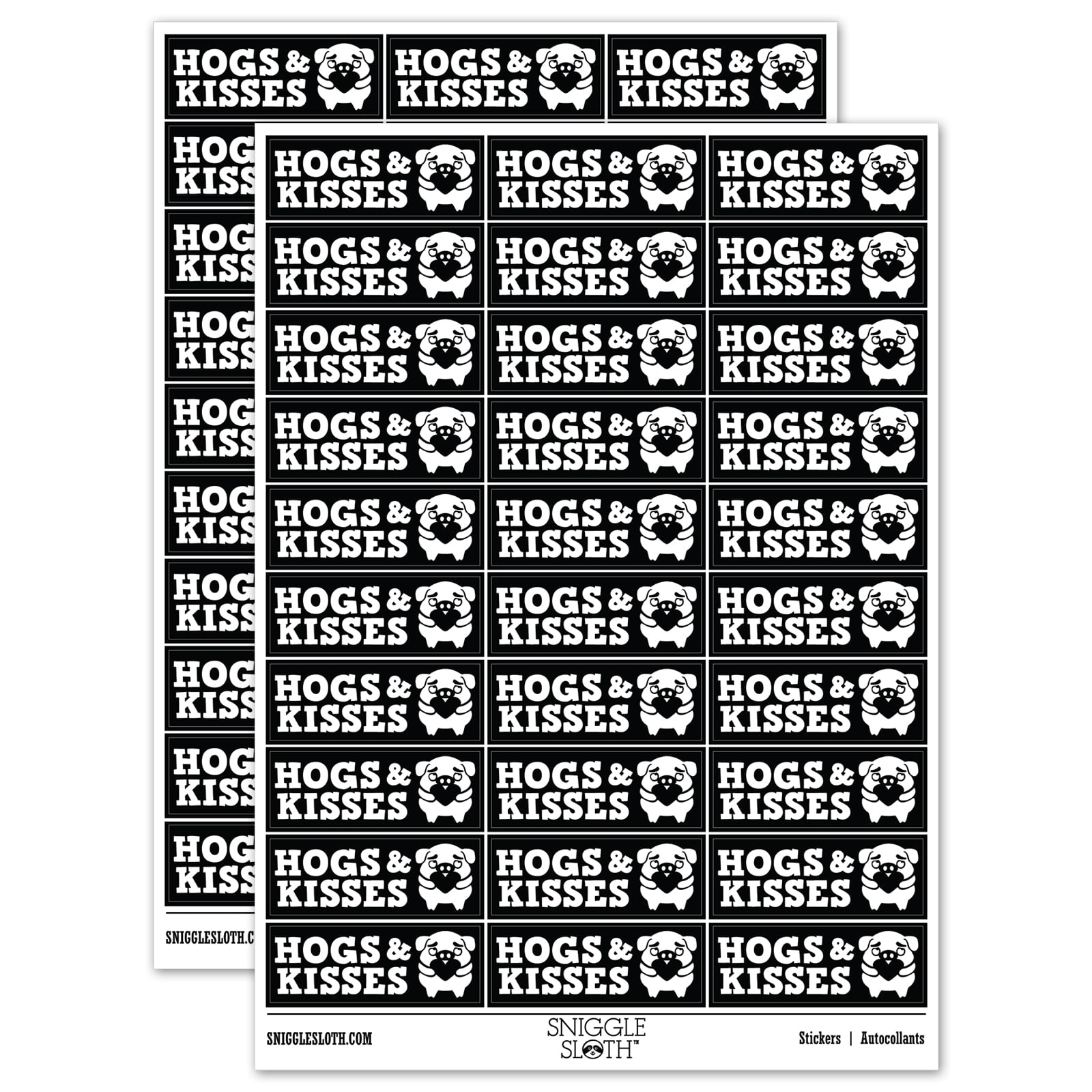 Hogs and Kisses Hugs Pig Teacher Student School Sticker Set - Black ...