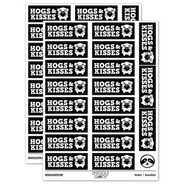Hogs and Kisses Hugs Pig Teacher Student School Sticker Set - Black ...
