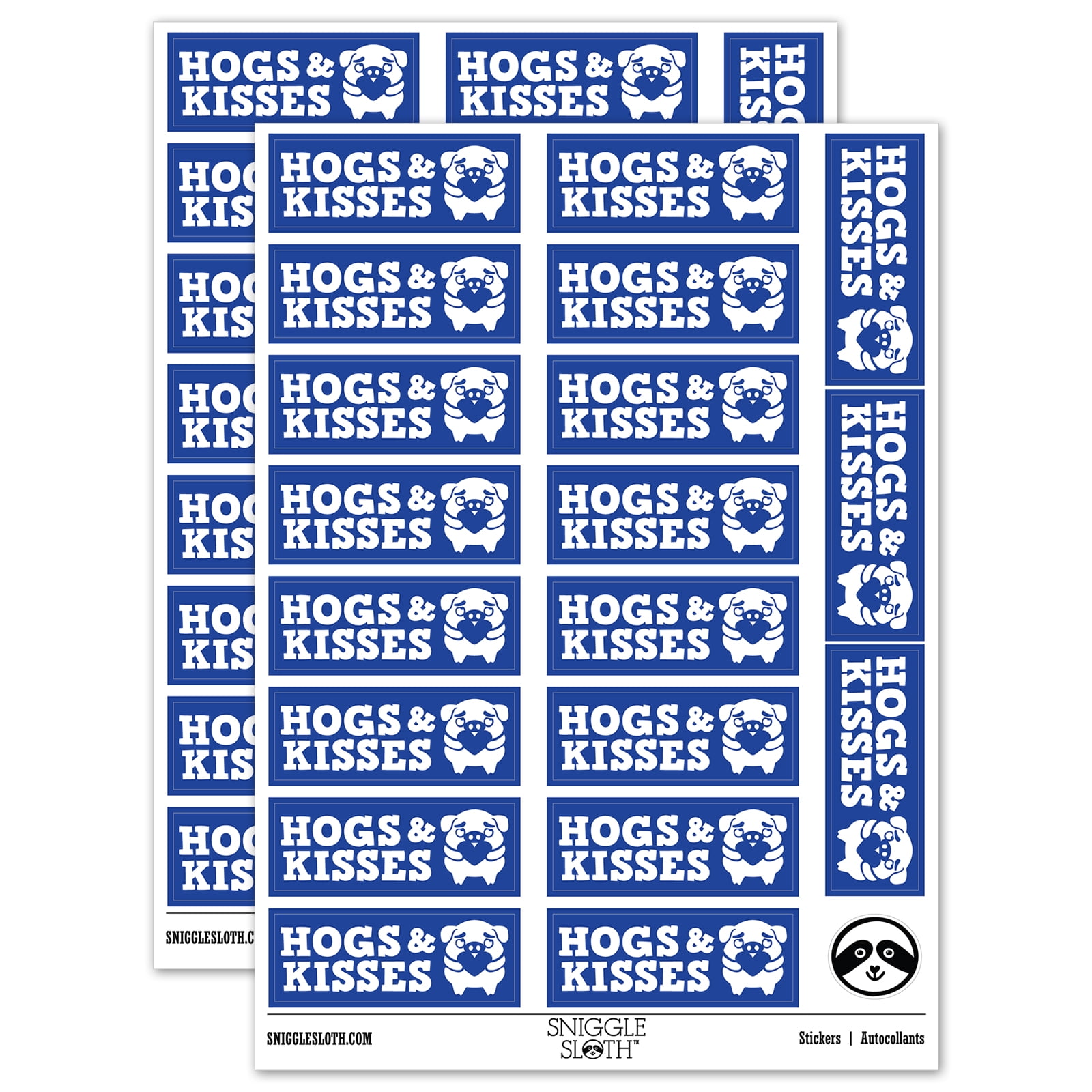 Hogs and Kisses Hugs Pig Teacher Student School Sticker Set - Dark Blue ...