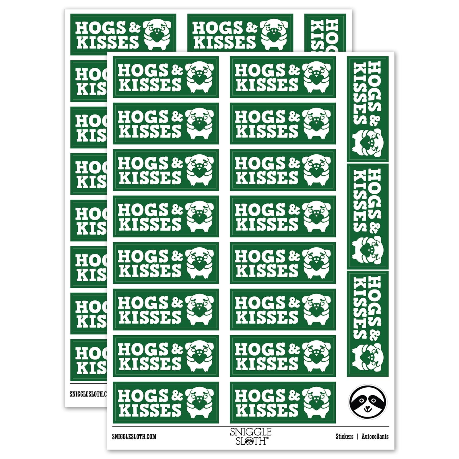 Hogs and Kisses Hugs Pig Teacher Student School Sticker Set - Dark ...