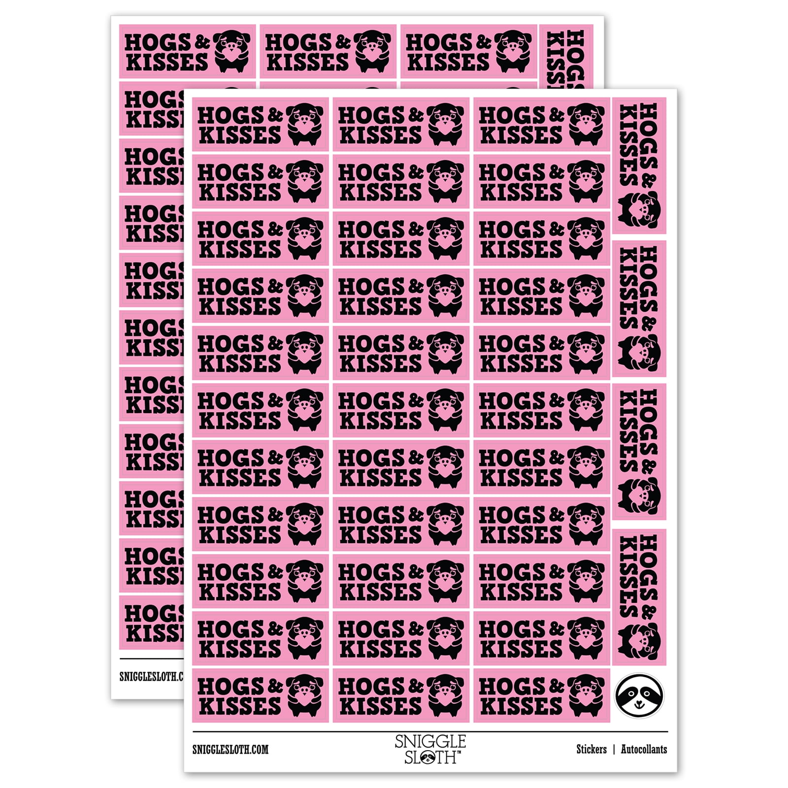 Hogs and Kisses Hugs Pig Teacher Student School Sticker Set - Light ...