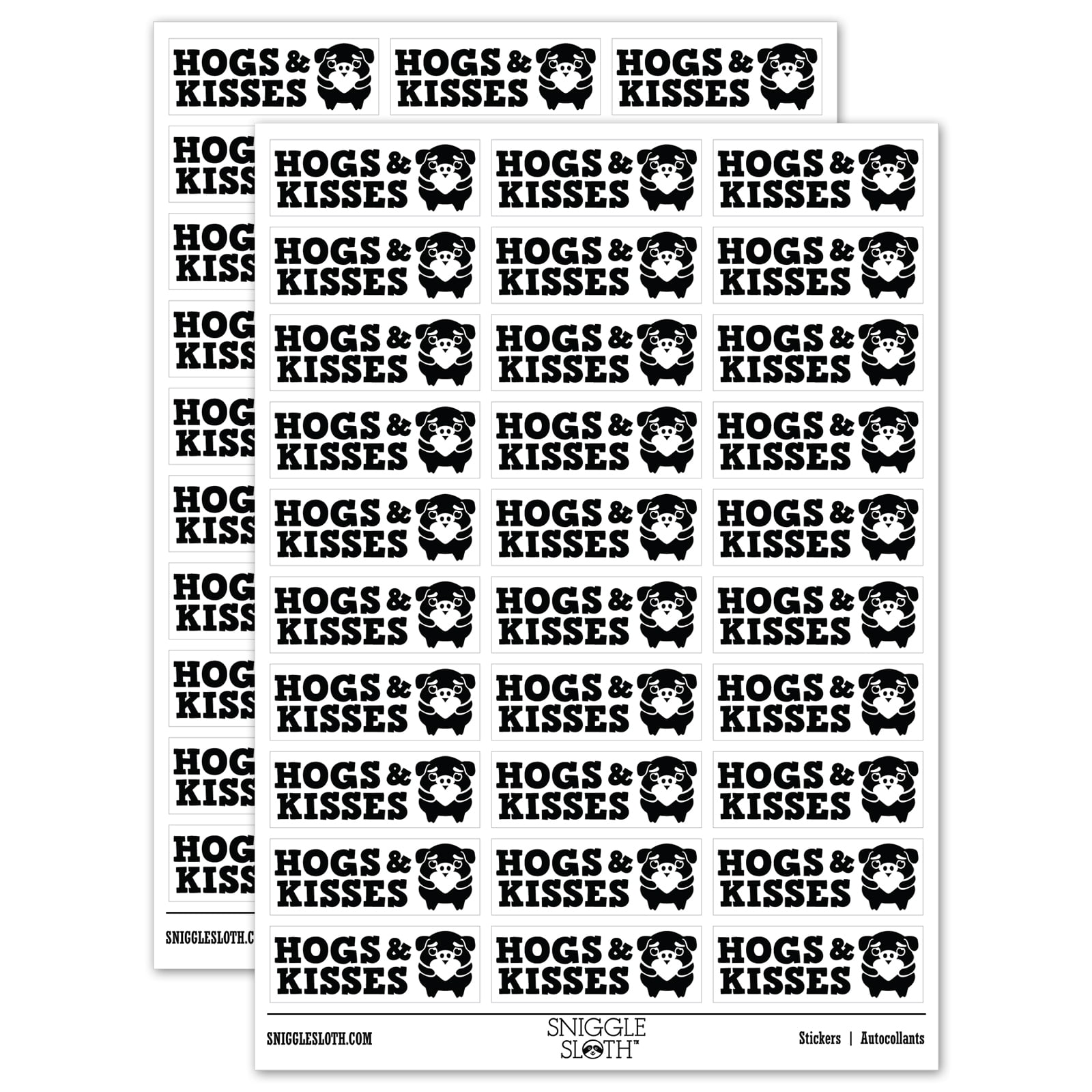 Hogs and Kisses Hugs Pig Teacher Student School Sticker Set - White ...