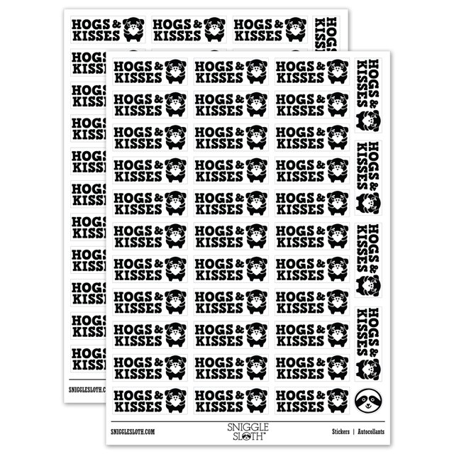 Hogs and Kisses Hugs Pig Teacher Student School Sticker Set - White ...
