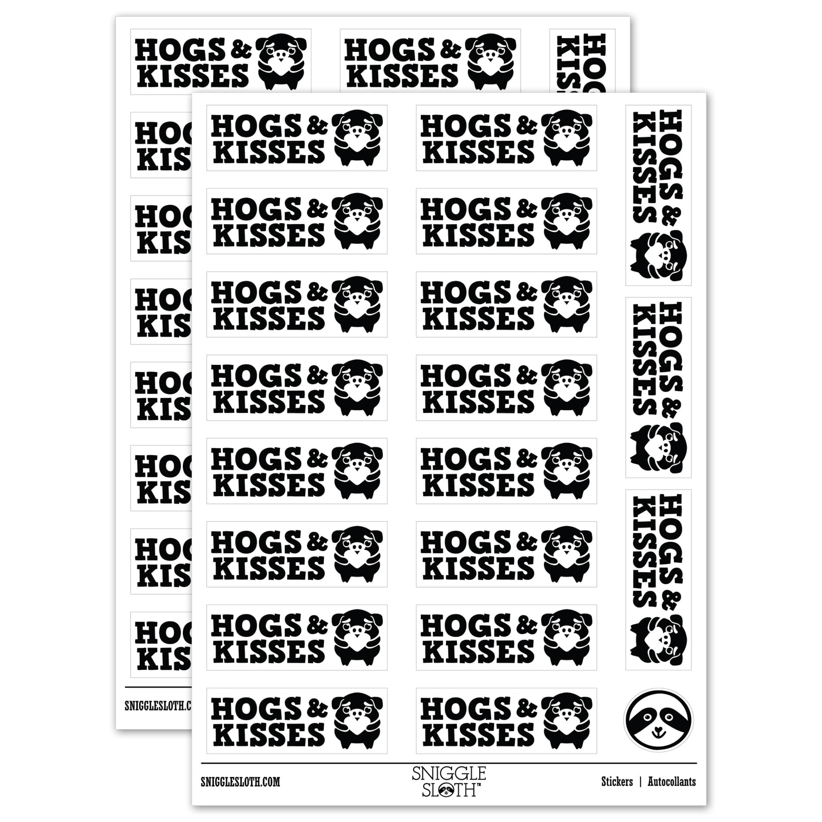 Hogs and Kisses Hugs Pig Teacher Student School Sticker Set - White ...