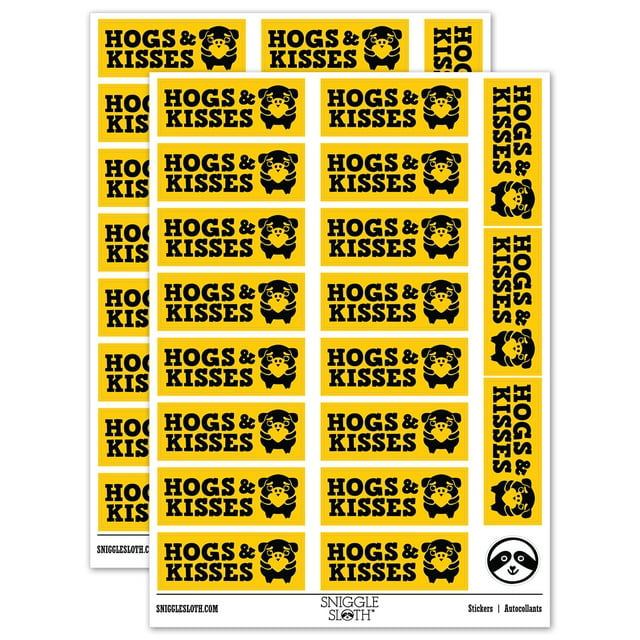 Hogs and Kisses Hugs Pig Teacher Student School Sticker Set - Yellow ...