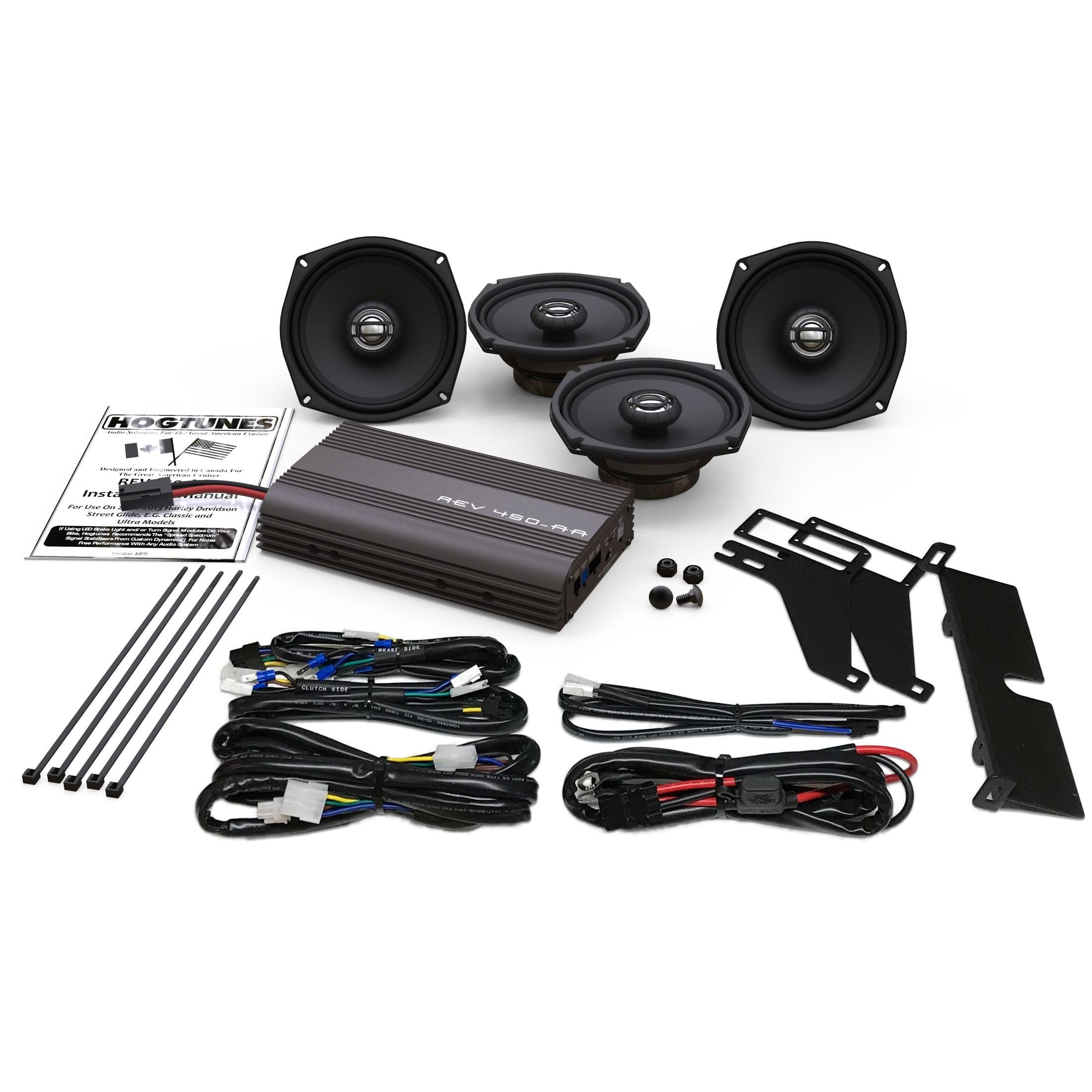 Hogtunes 200 Watt 4 Channel Amplifier 5.25" Front and 5.25" Rear ...