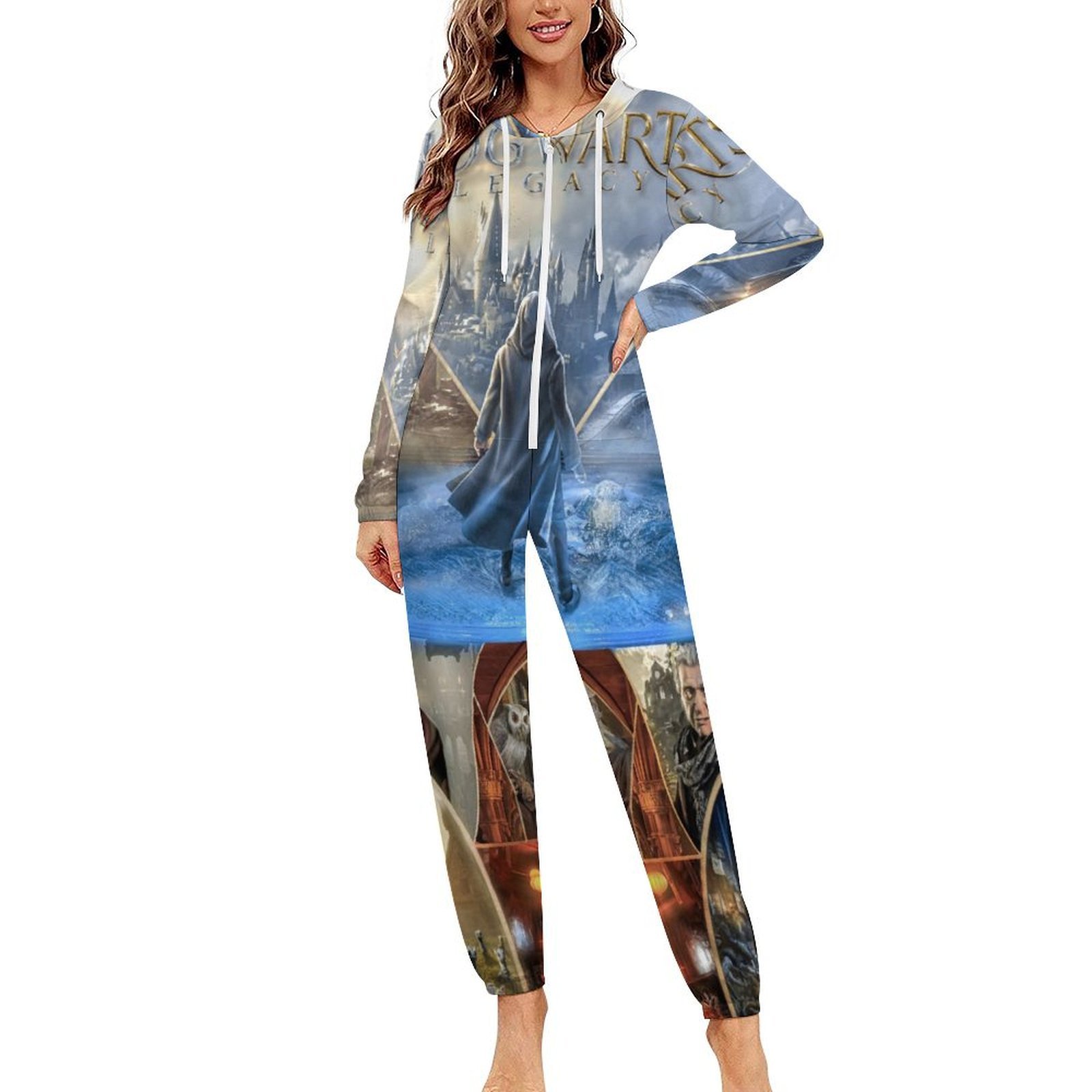 Hogwarts Legacy Womens Mens Hooded Jumpsuit - Zip Up One Piece Pajamas ...